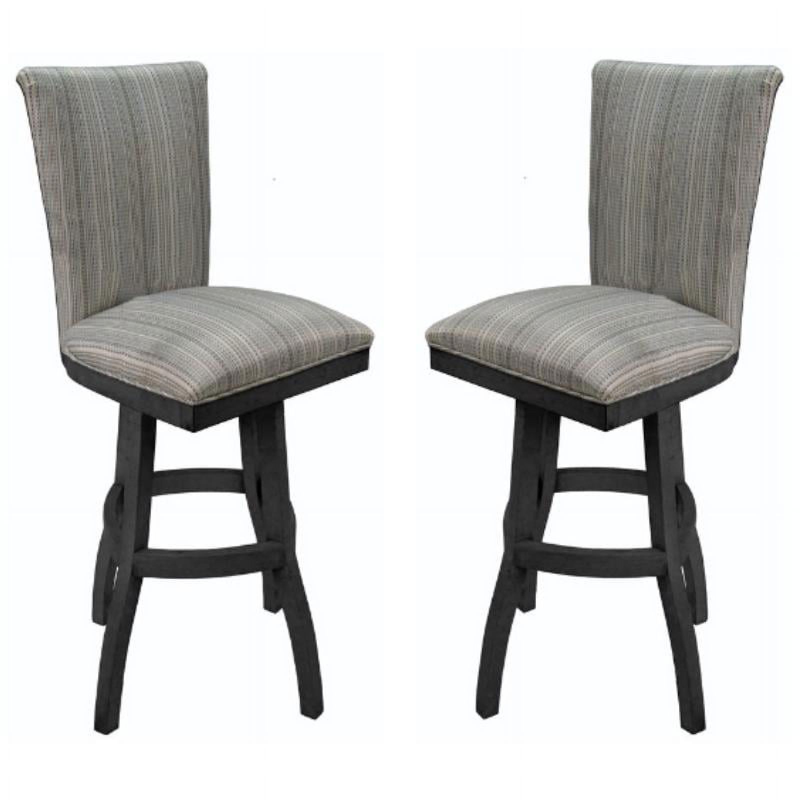 Home Square 30" Swivel Solid Wood Bar Stool in Natural Fun & Gray - Set ...