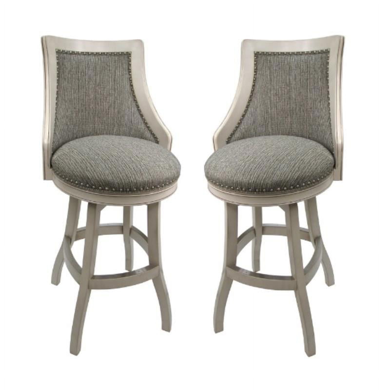 Home Square 30" Swivel Solid Wood Bar Stool in Smoke Gray - Set of 2 ...