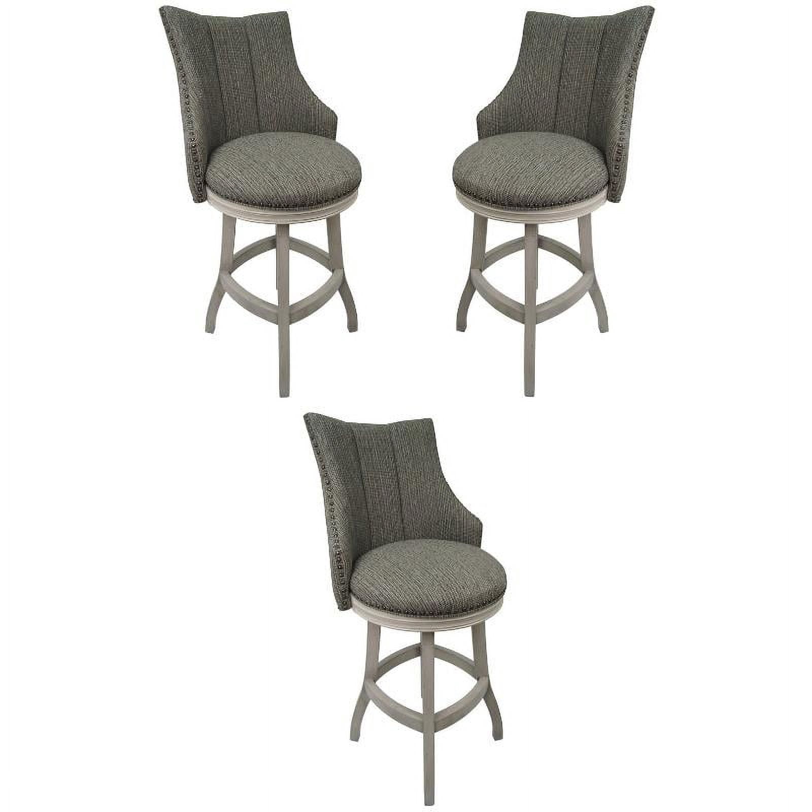 Home Square 30" Swivel Solid Wood Bar Stool in Smoke Gray - Set of 3 ...