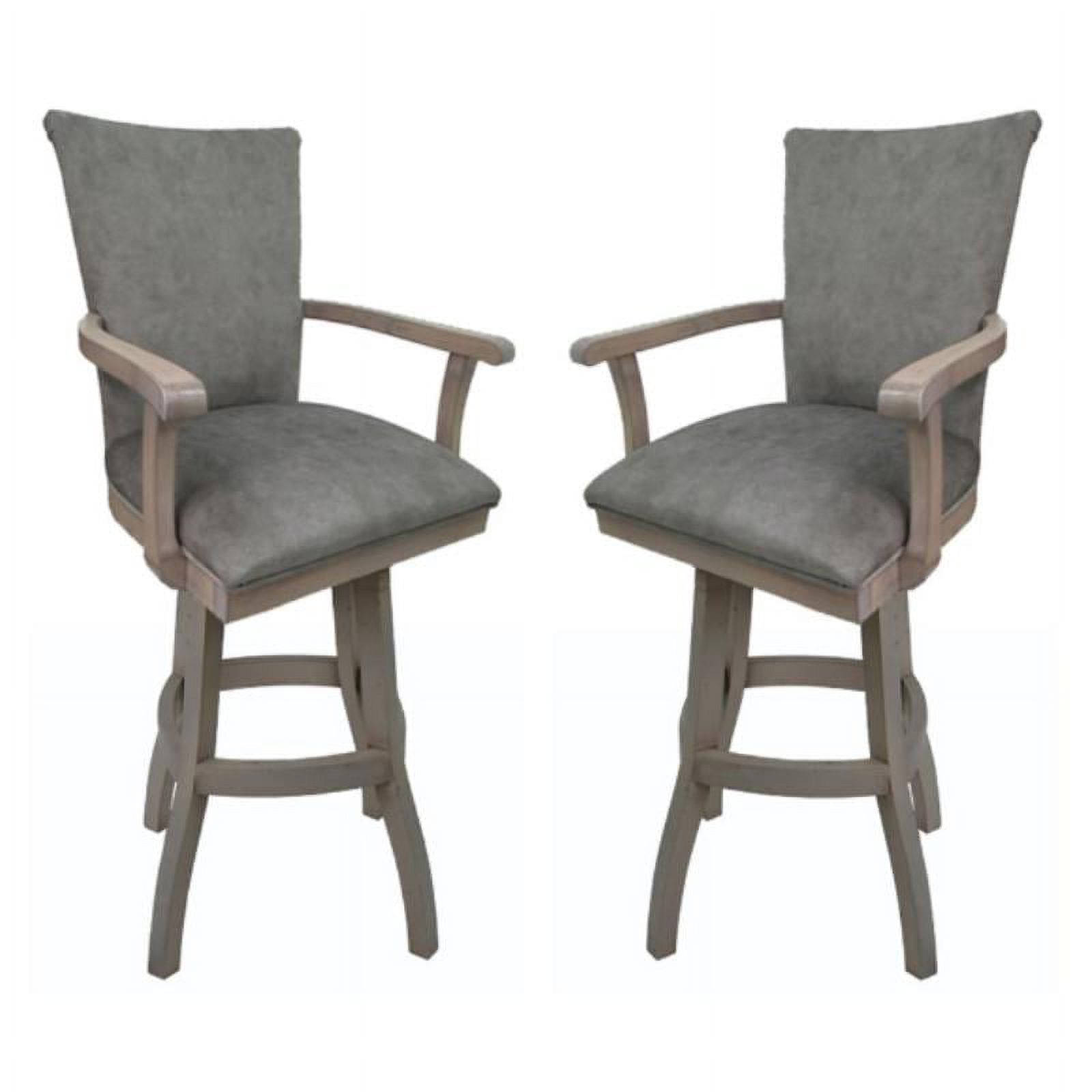 Home Square 30" Swivel Solid Wood Bar Stool in Trendy Pewter - Set of 2 ...