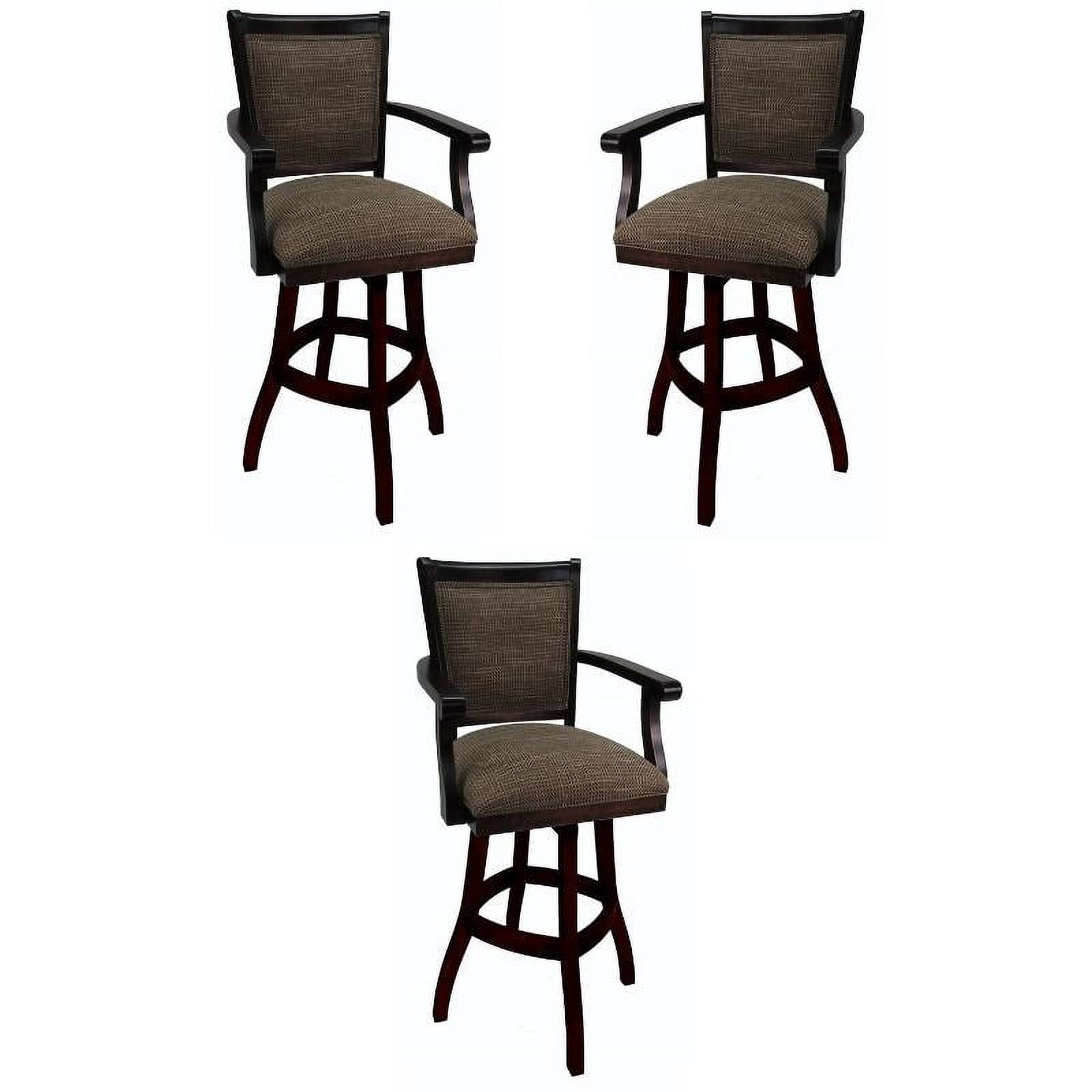 Home Square 30" Swivel Wood Bar Stool in Checkered & Walnut - Set of 3 ...
