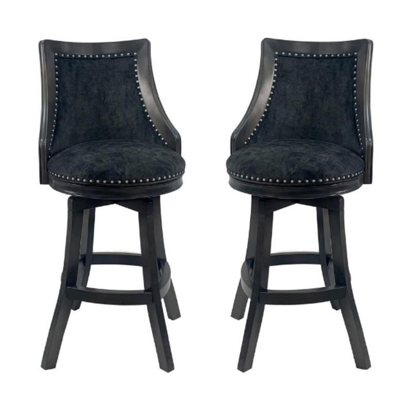 "Home Square Bali 30"" Swivel Solid Wood Bar Stools in Trendy Raven ...