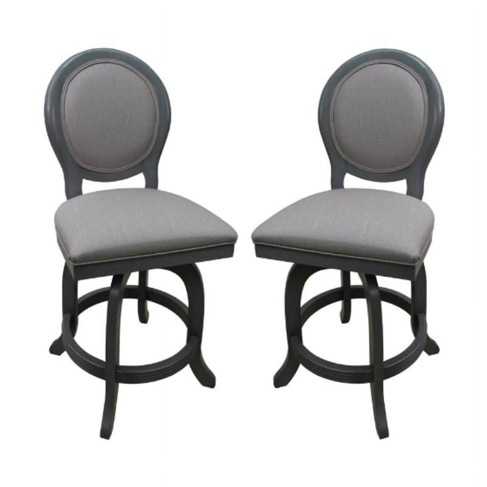 Home Square 30" Swivel Wood Bar Stool without Arms in Denim Gray - Set ...