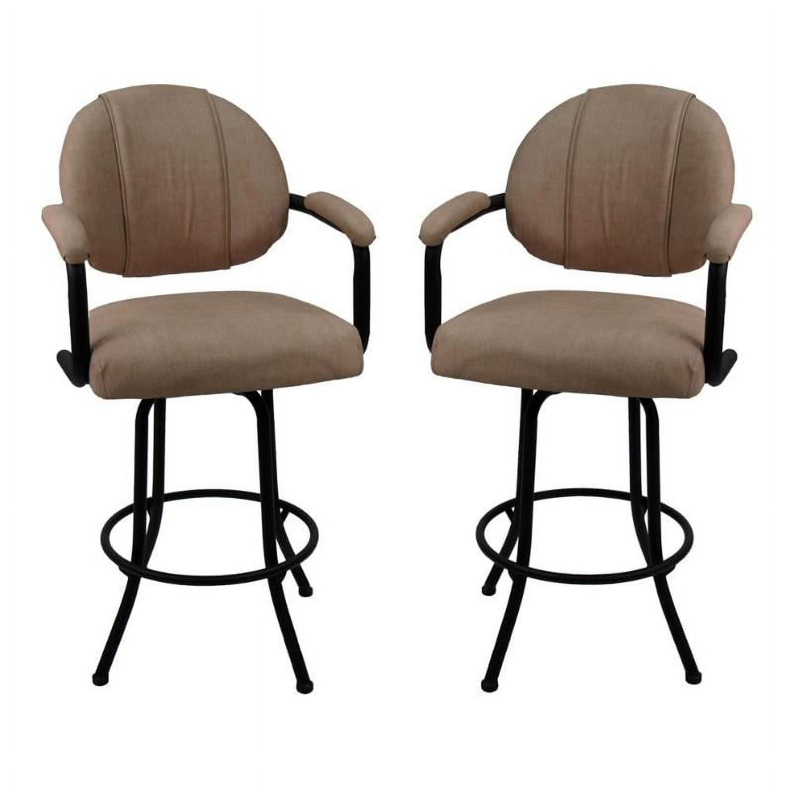 Home Square 30" Vinyl Swivel Bar Stool in Basin Beige and Black - Set ...