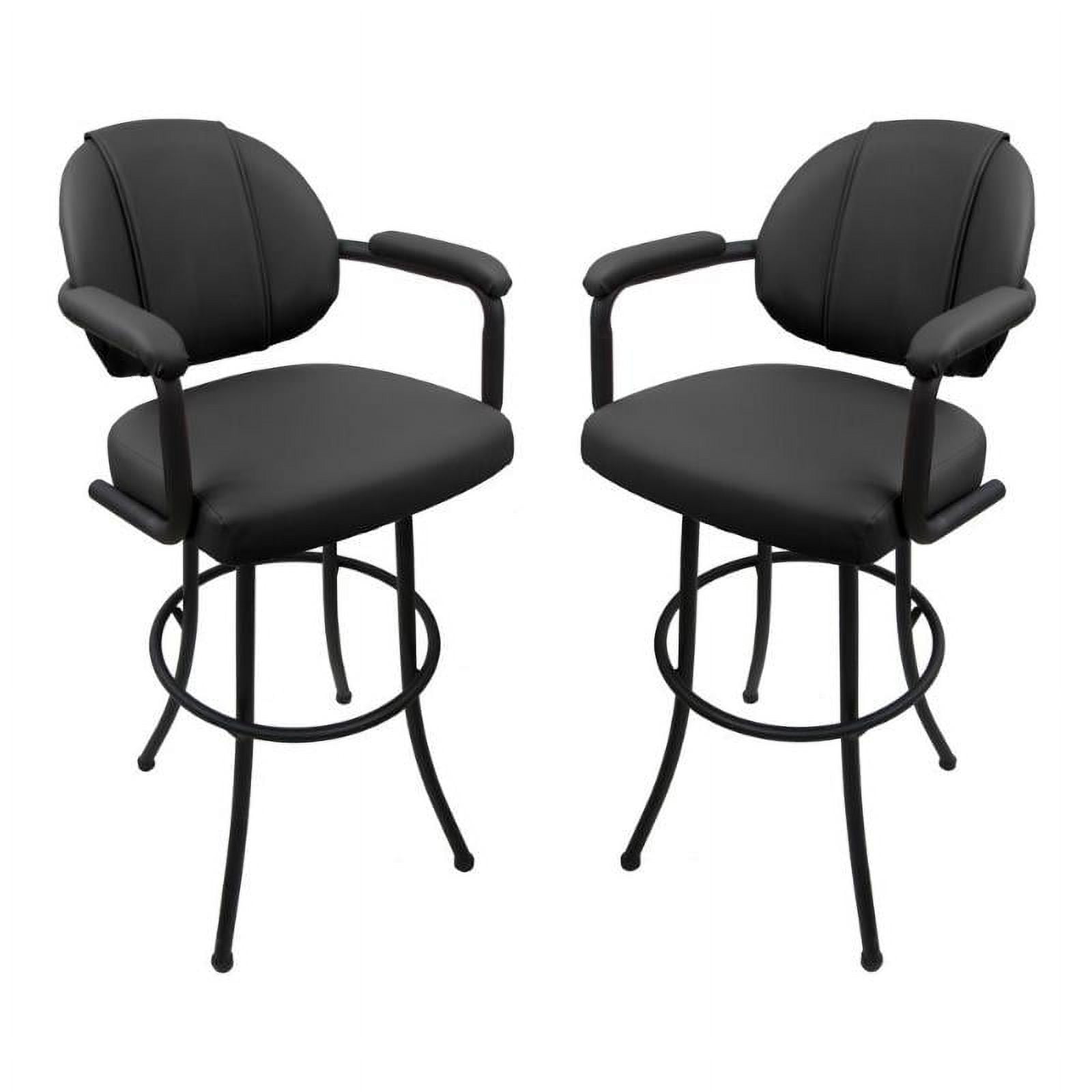 Home Square 30" Vinyl Swivel Bar Stool in Dark Gray and Black - Set of ...