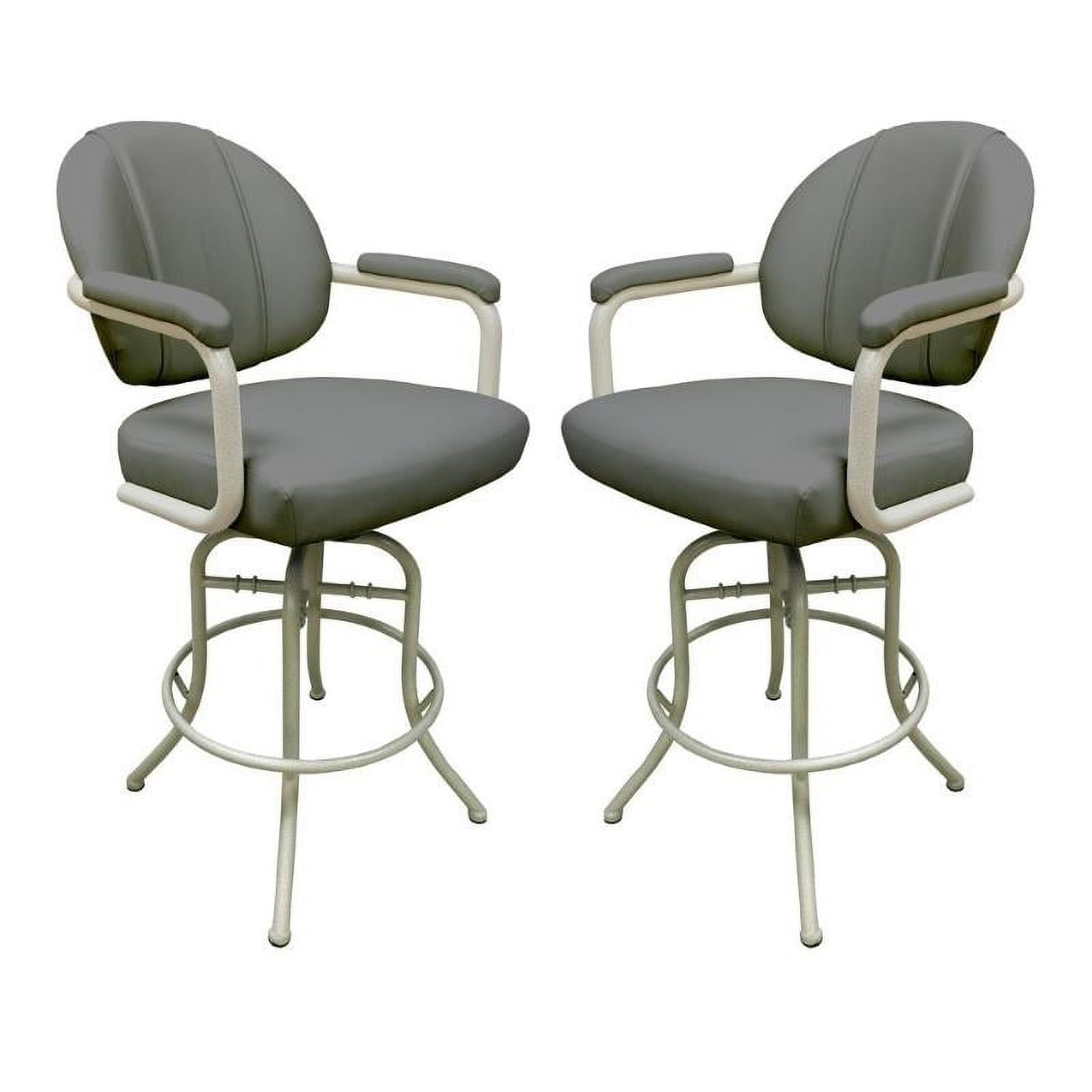 Home Square 30" Vinyl Swivel Tilt Bar Stool in Gray and Beige - Set of ...