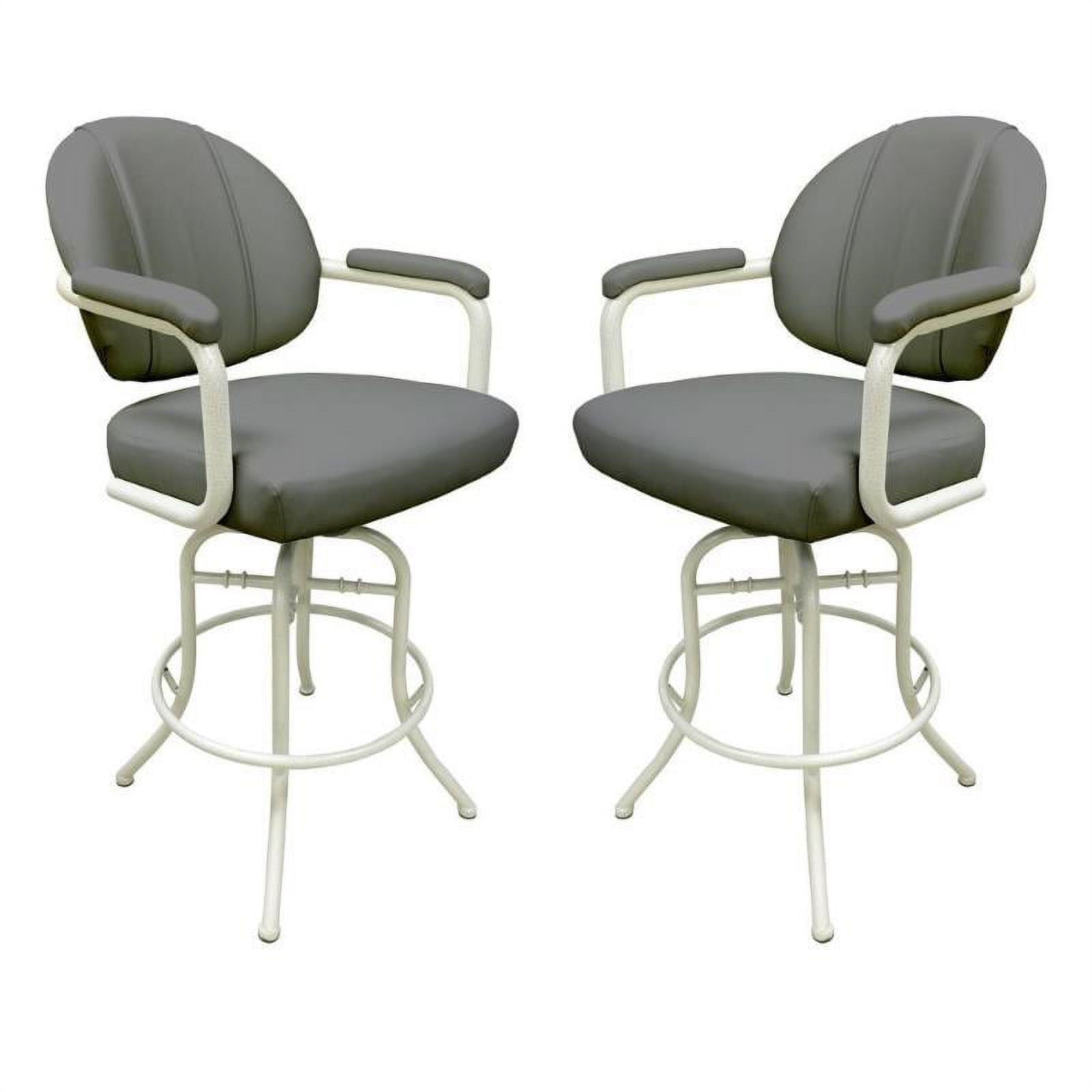 Home Square 30" Vinyl Swivel Tilt Bar Stool in Gray and White - Set of ...
