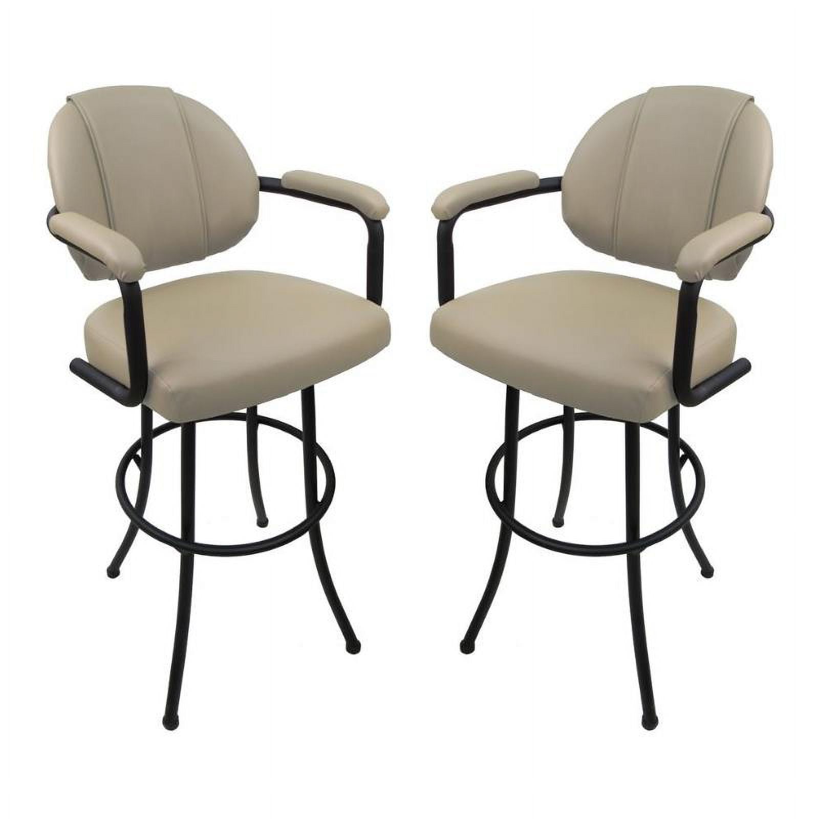 Home Square 30" Vinyl Swivel Tilt Bar Stool in Ocean Beige and Black ...