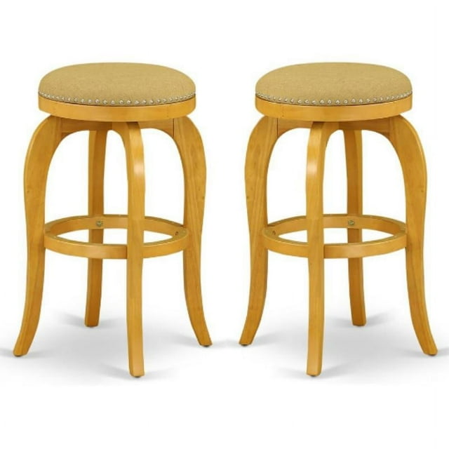 Home Square 30" Wood Backless Bar Stool in Vegas Gold & Oak - Set of 2 ...