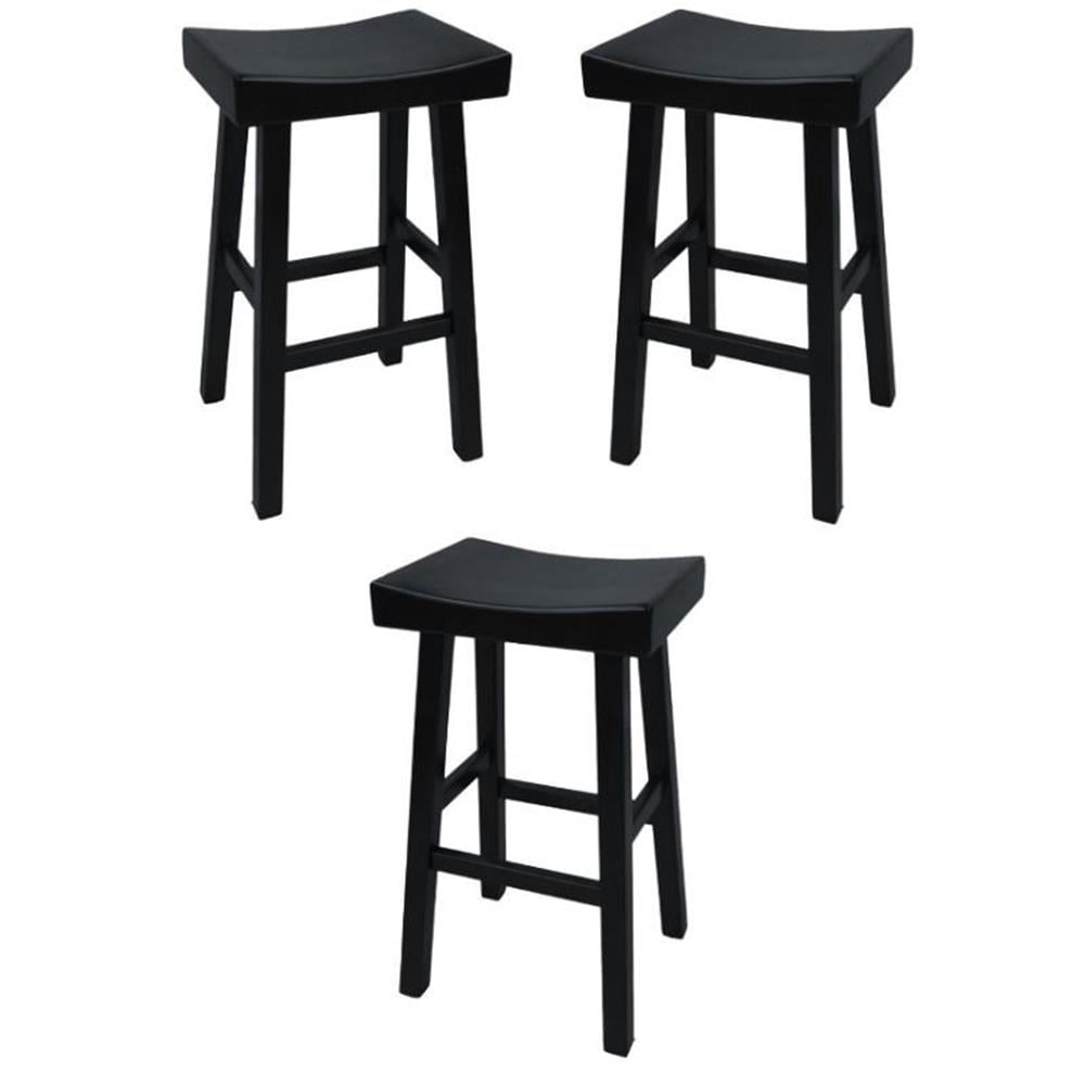 Home Square 30" Wood Bar Stool in Antique Black Finish - Set of 3 ...