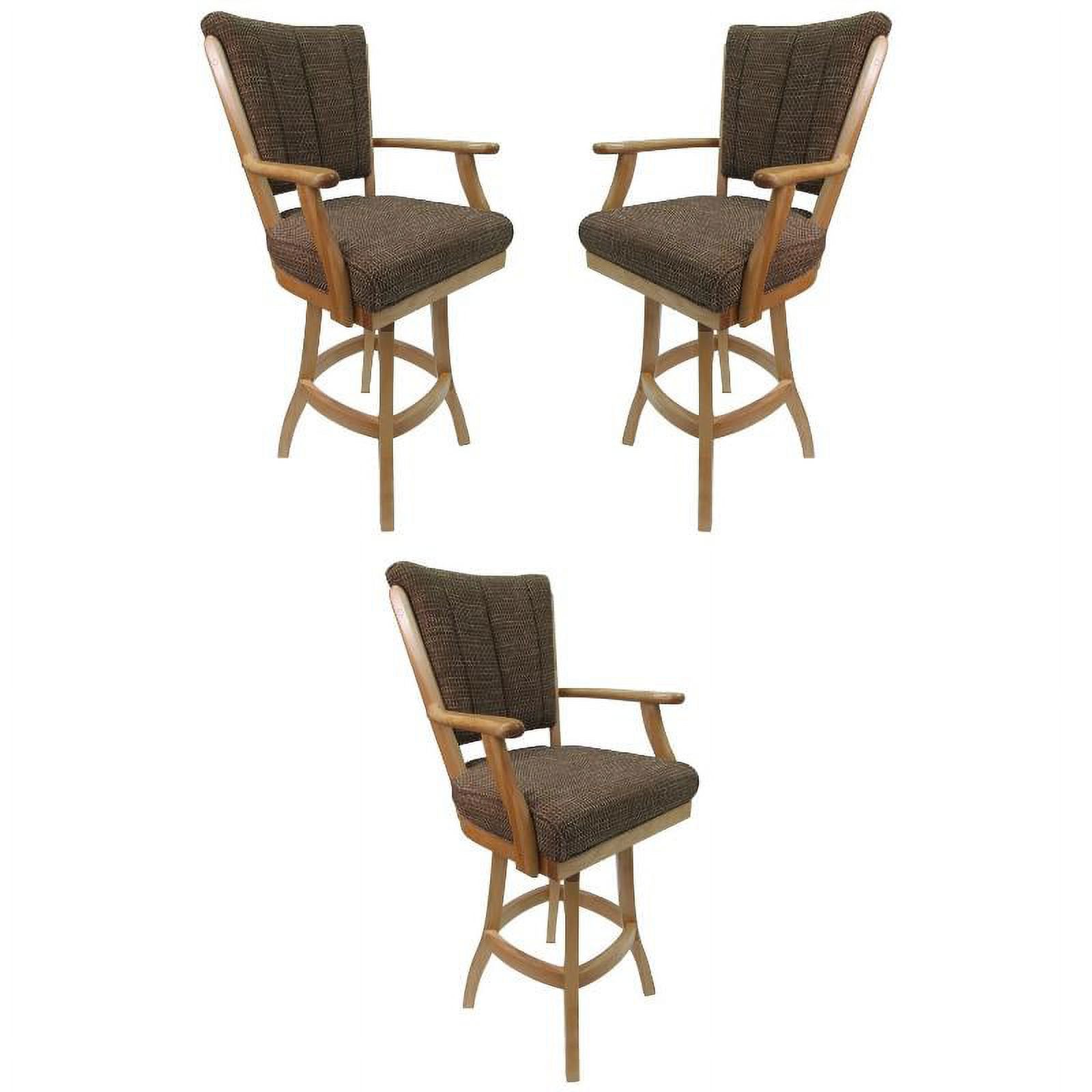 Home Square 30" Wood Bar Stool in Checkered & Natural Oak - Set of 3 ...
