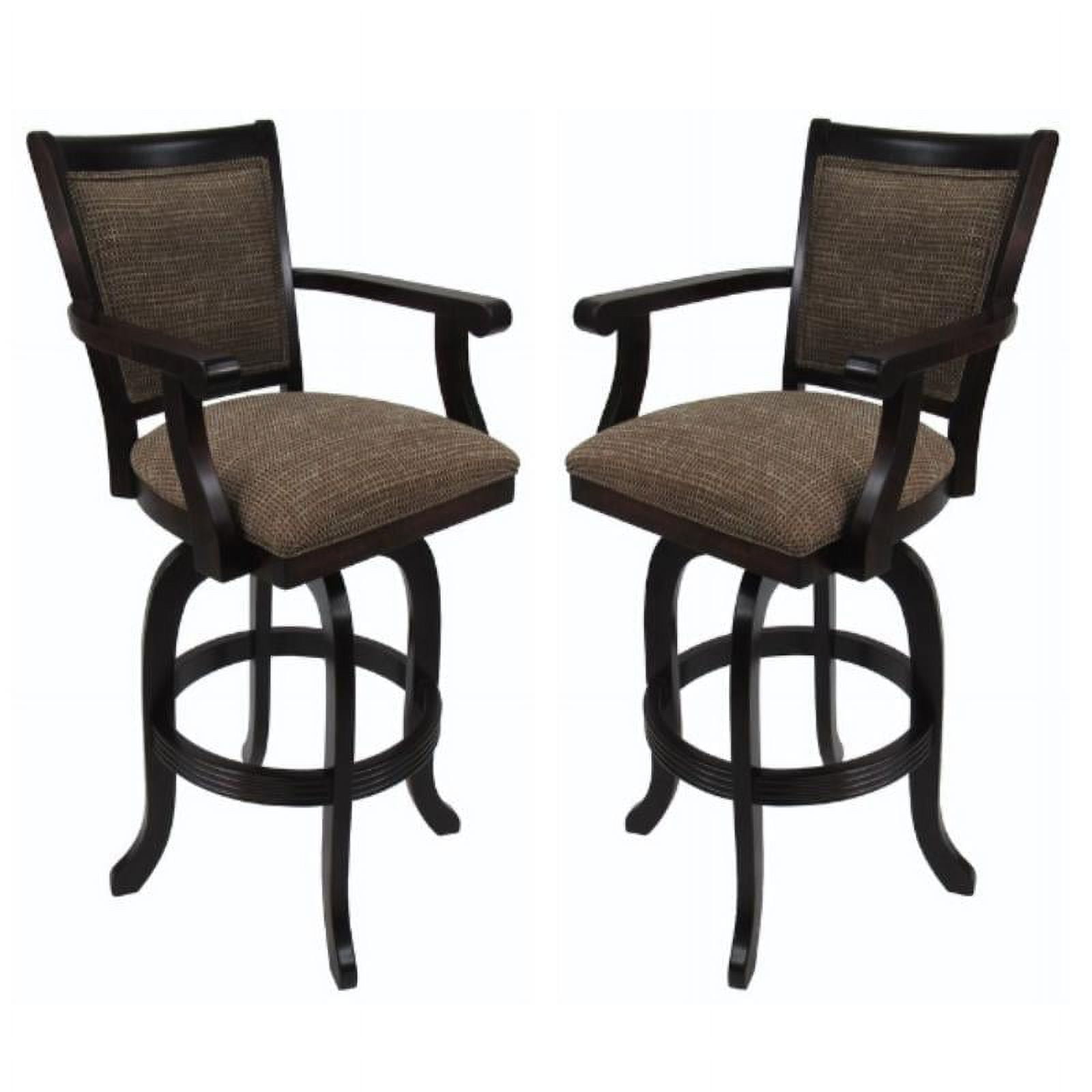 Home Square 30" Wood Bar Stool in Checkered & Walnut - Set of 2 ...