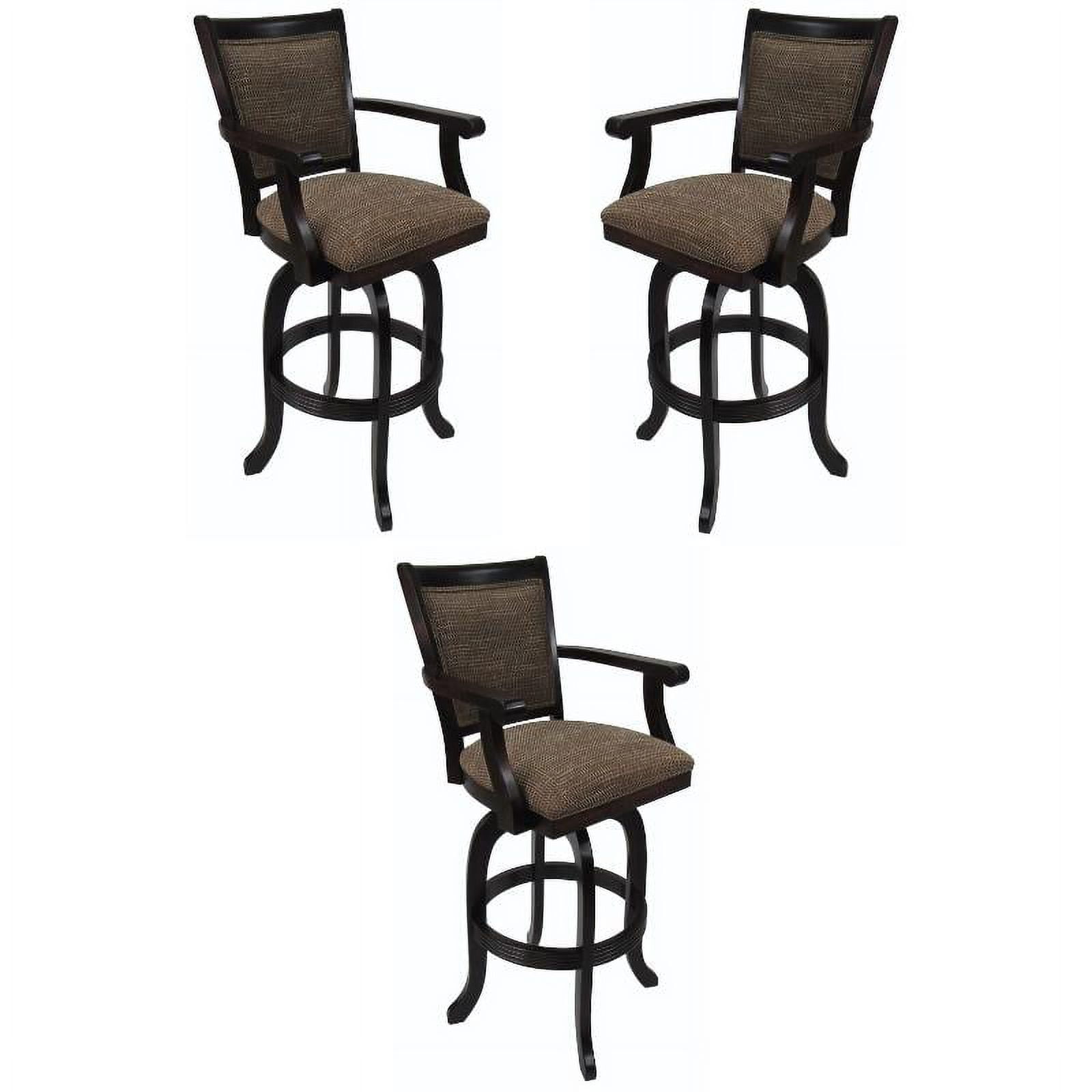 Home Square 30" Wood Bar Stool in Checkered & Walnut - Set of 3 ...