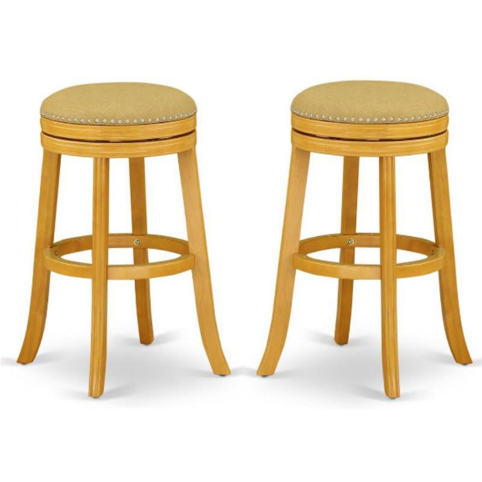 Home Square 30" Wood Swivel Backless Bar Stool in Vegas Gold & Oak ...