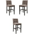 Home Square 31" Tweed Fabric Upholstery Barstool in Brown - Set of 3 - Walmart.com