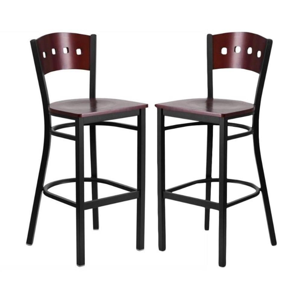Home Square 32" Bar Stool in Mahogany Finish - Set of 2 - Walmart.com