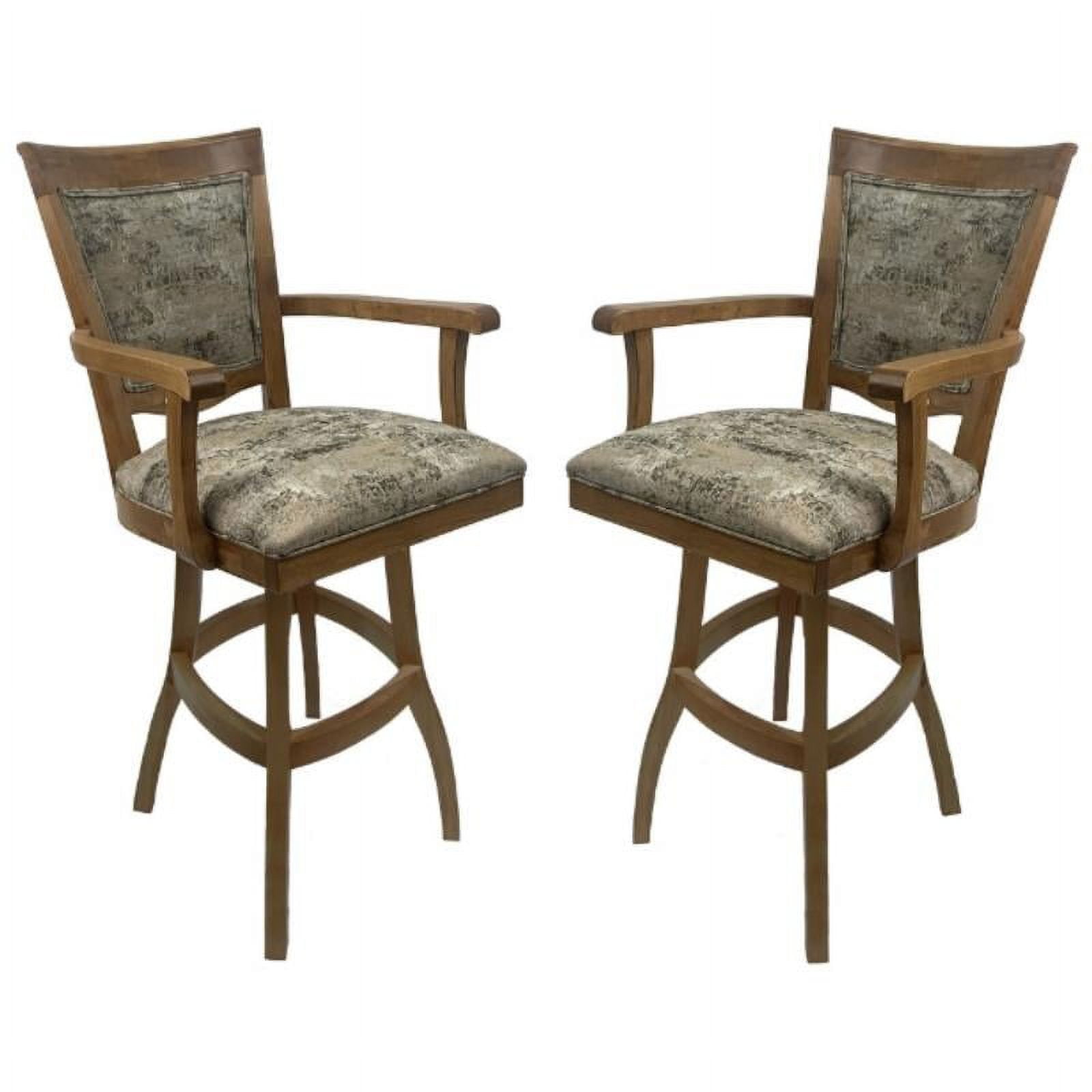 Home Square 34" Swivel Solid Wood Bar Stool in Poet Desert Brown - Set ...
