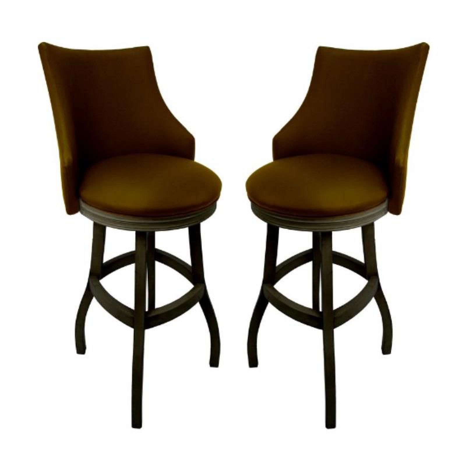 Home Square 34" Swivel Wood Bar Stool in Brown & Shadow - Set of 2 ...