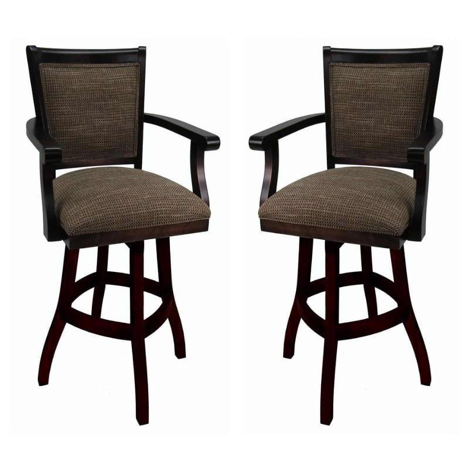 Home Square 34" Swivel Wood Bar Stool in Checkered & Walnut - Set of 2 ...