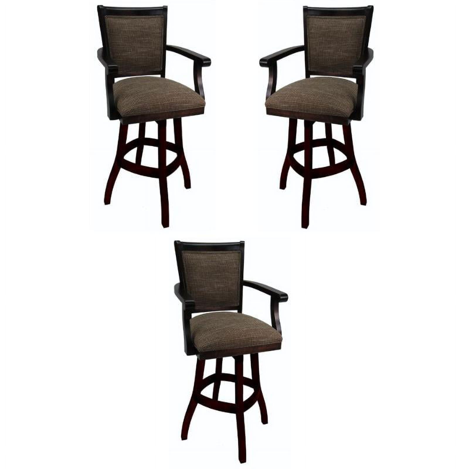 Home Square 34" Swivel Wood Bar Stool in Checkered & Walnut - Set of 3 ...