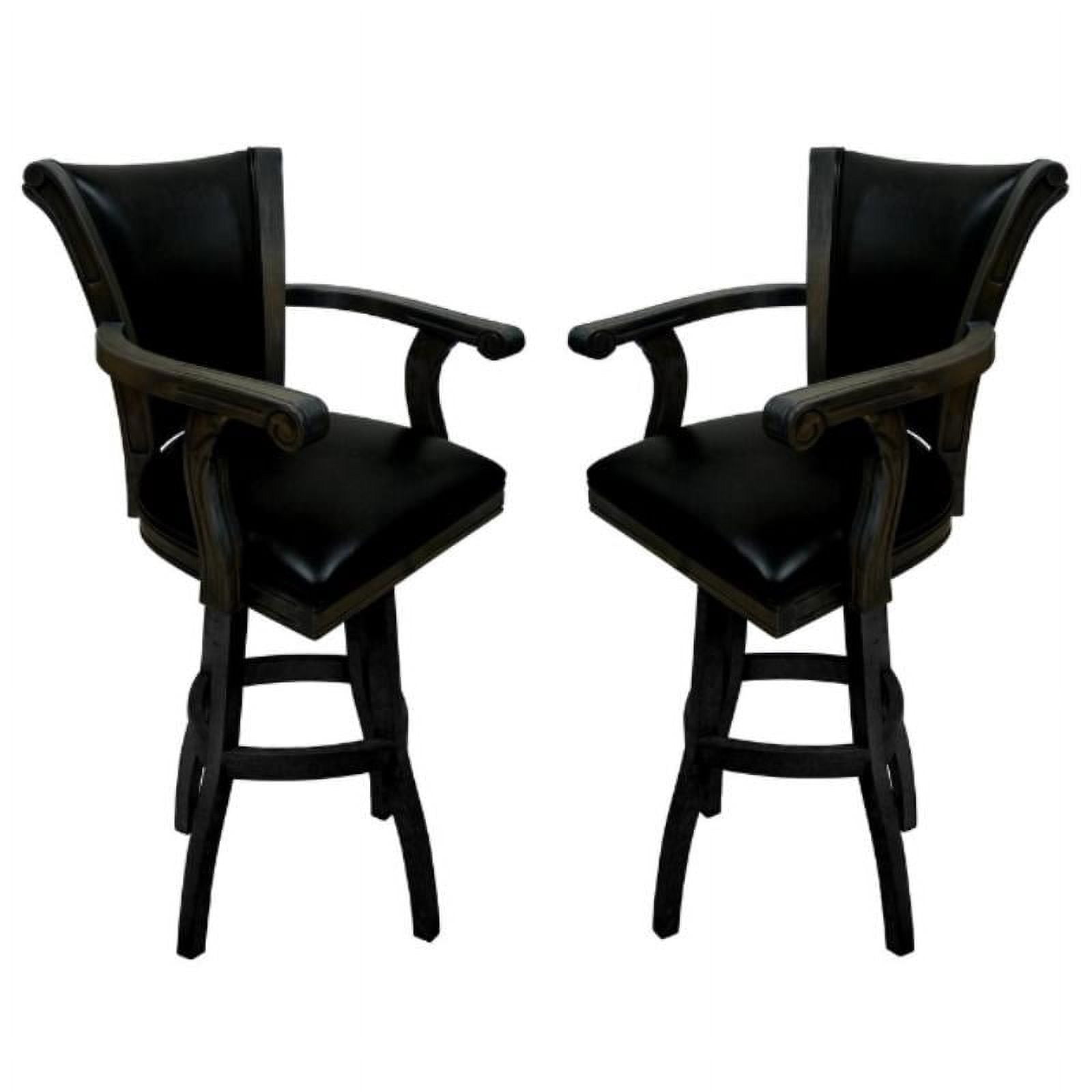 Home Square 34" Swivel Wood Extra Tall Bar Stool in Black - Set of 2 ...