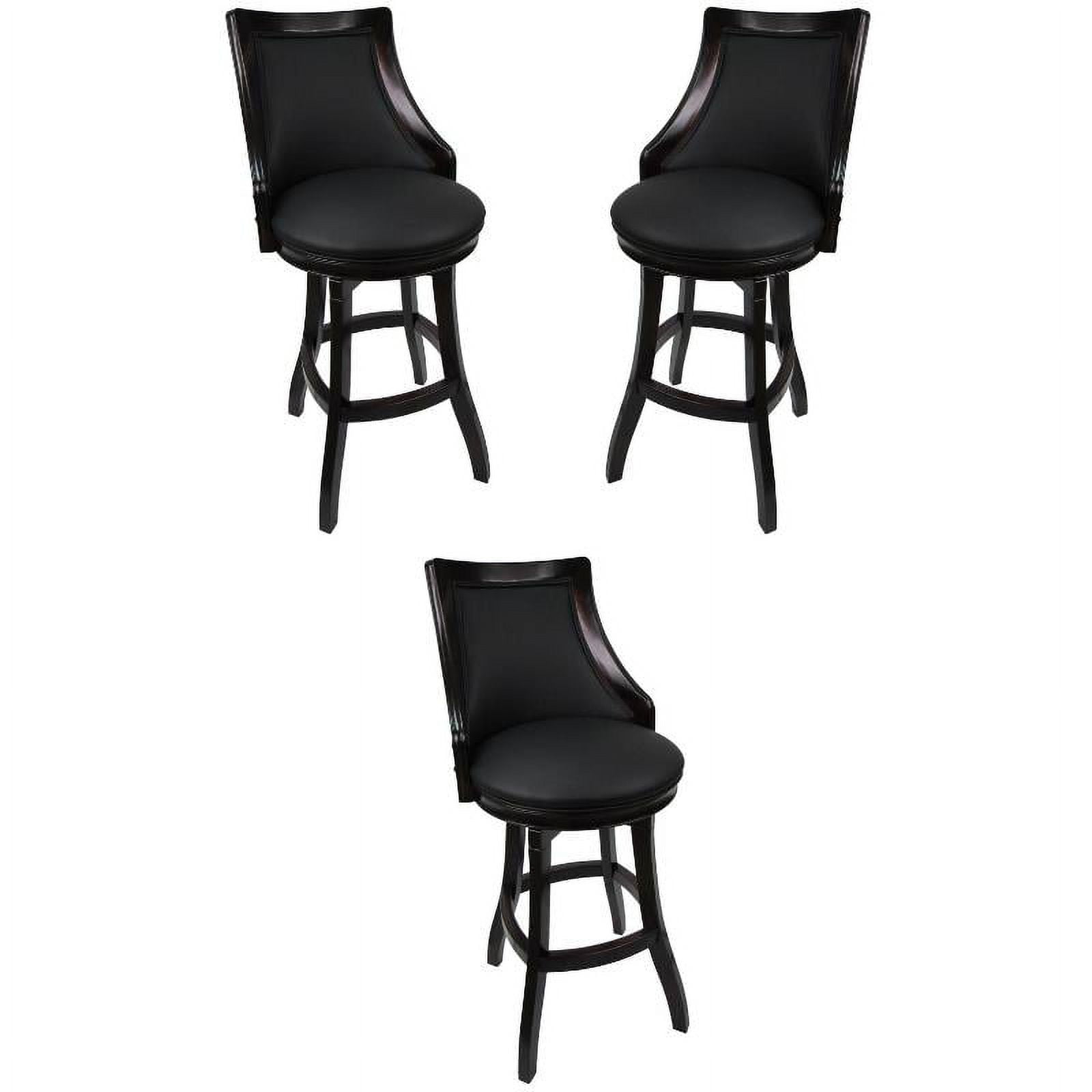 Home Square 34" Swivel Wood Extra Tall Bar Stool in Black - Set of 3 ...