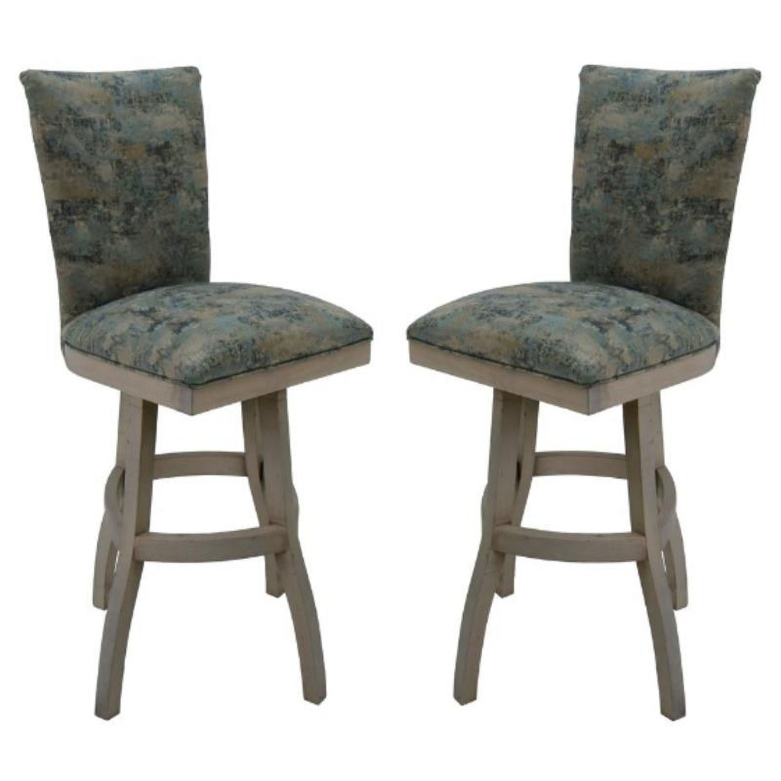 Home Square 34" Swivel Wood Extra Tall Bar Stool in Poet Sky Blue - Set ...