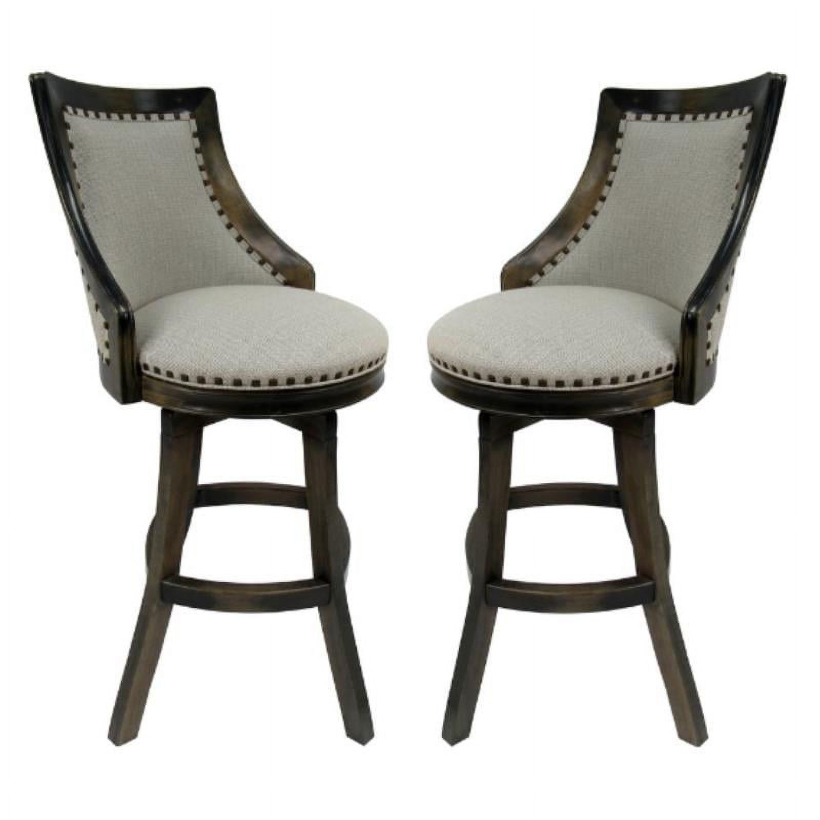 Home Square 34" Swivel Wood Extra Tall Bar Stool in Sandstone - Set of ...