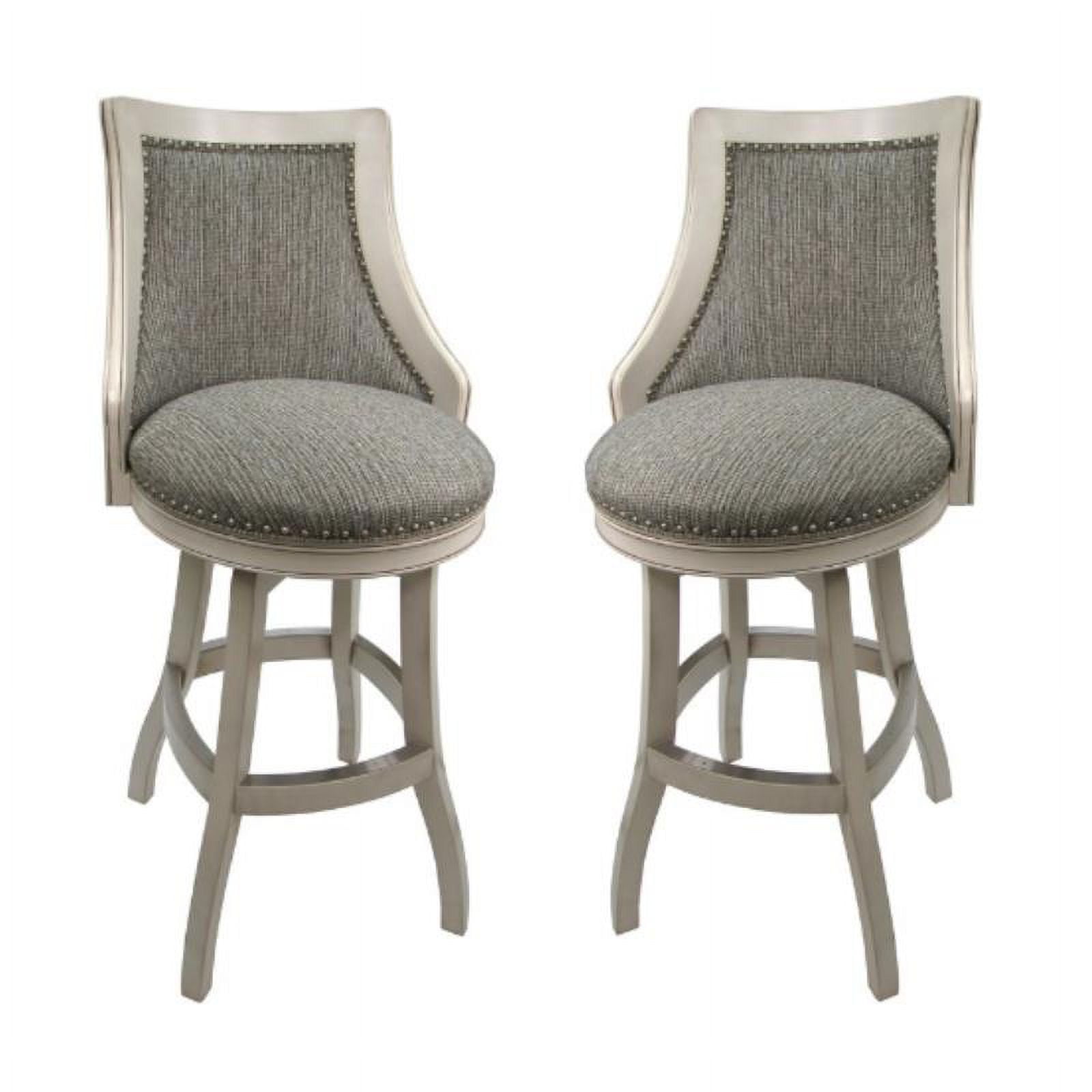 Home Square 34" Swivel Wood Extra Tall Bar Stool in Smoke Gray - Set of ...