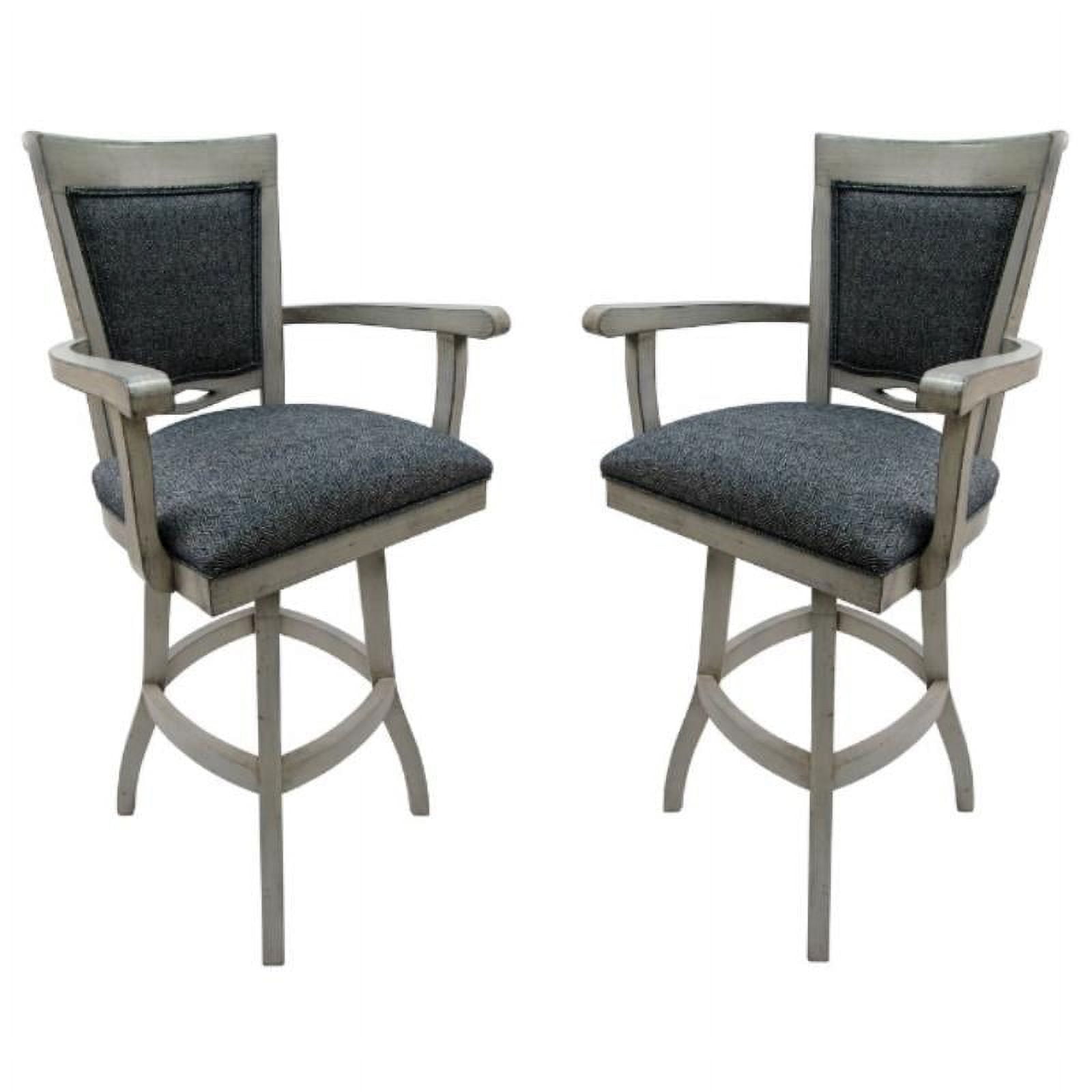 Home Square 34" Swivel Wood Extra Tall Bar Stool with Arms in Gray ...
