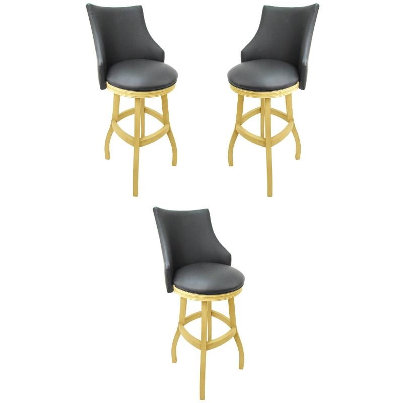 Home Square 34" Swivel Wood Tall Bar Stool in Gray & Beige - Set of 3 ...