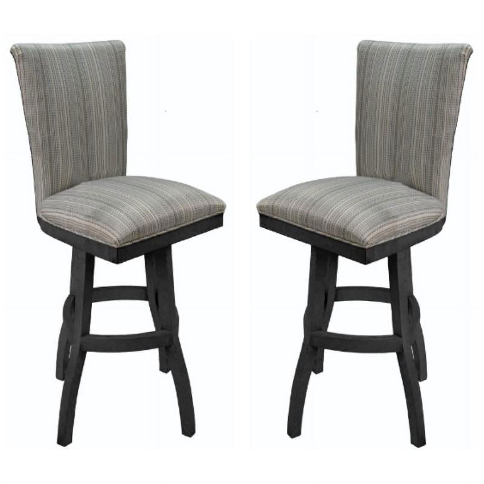 Home Square 34" Swivel Wood Tall Bar Stool in Natural Fun & Gray - Set ...
