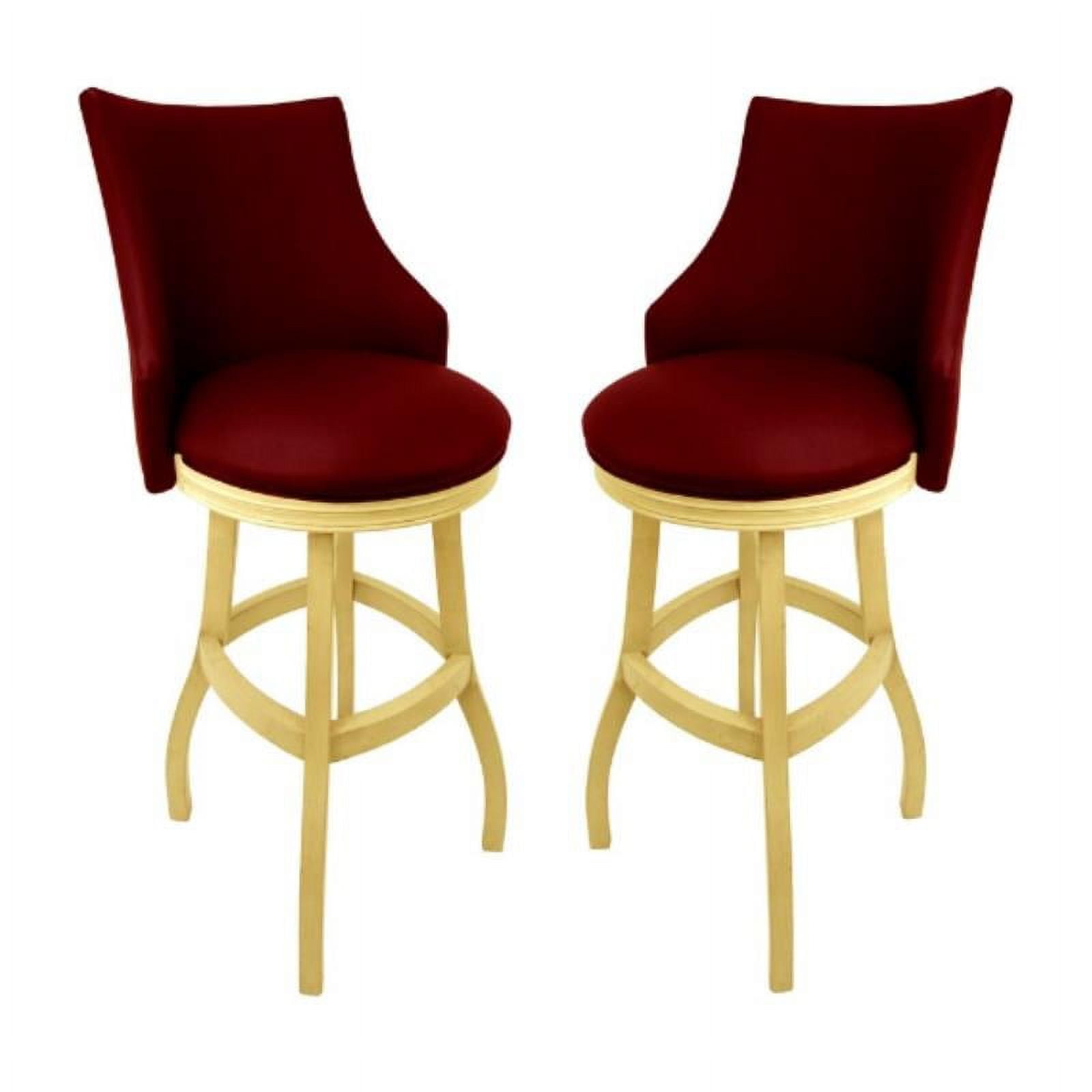 Home Square 34" Swivel Wood Tall Bar Stool in Red & Beige - Set of 2 ...