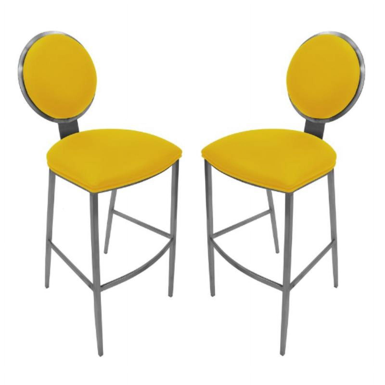 Home Square 35" Contemporary Stainless Steel Tall Bar Stool in Yellow ...