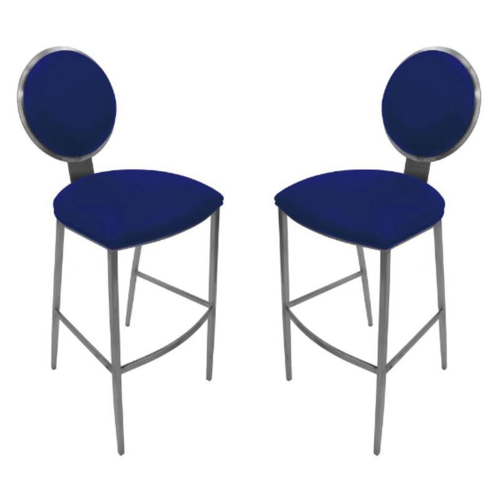 Home Square 35" Stainless Steel Extra Tall Bar Stool in Duck Blue - Set ...