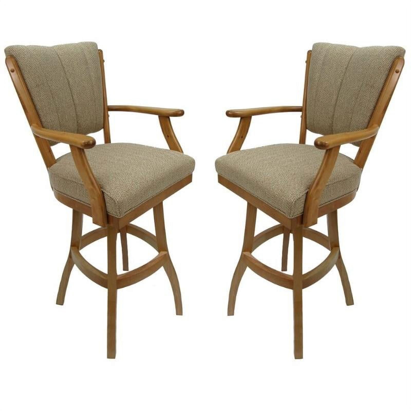 Home Square 35" Swivel Wood Extra Tall Bar Stool in Beige - Set of 2 ...