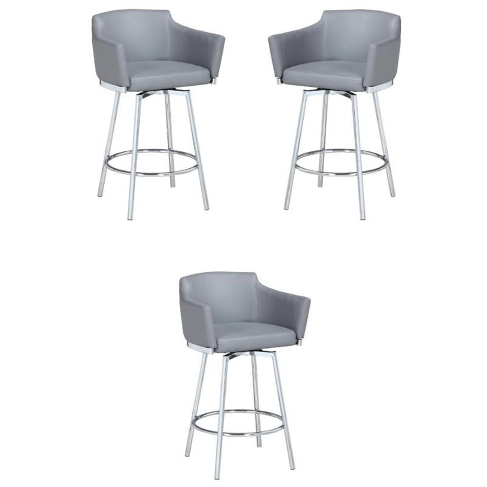 Home Square 36.4" Modern Memory Swivel Counter Stool in Gray - Set of 3 ...