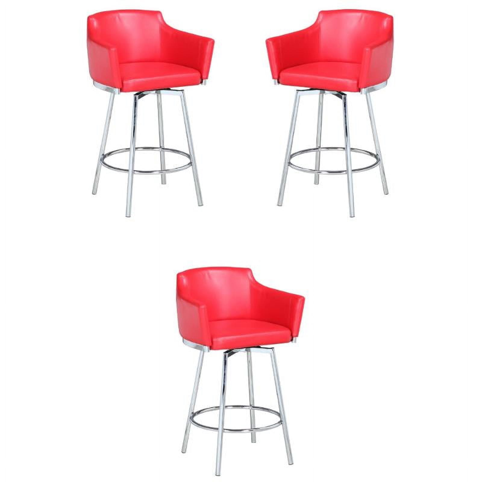 Home Square 36.4" Modern Memory Swivel Counter Stool in Red - Set of 3 ...