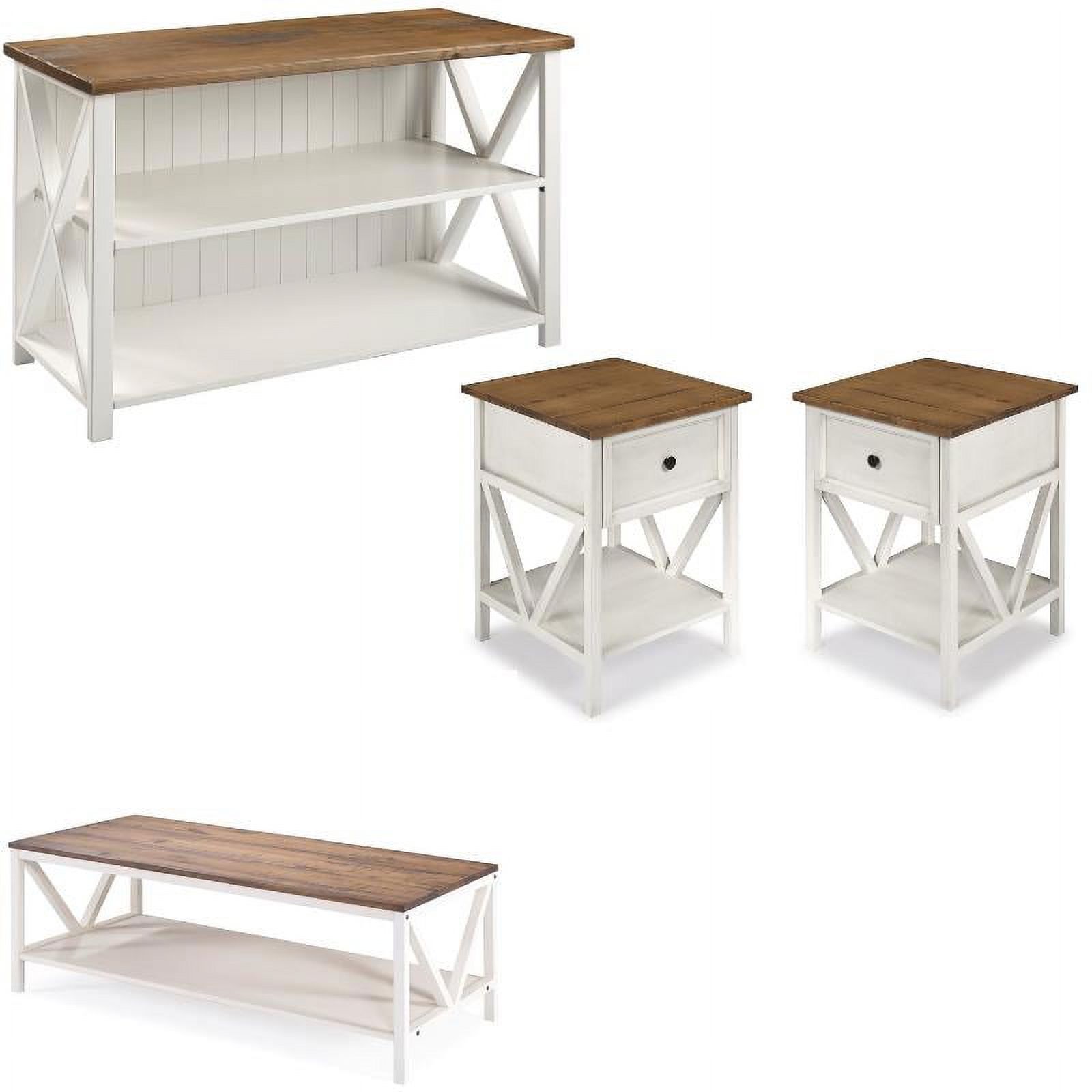 Alpine Natural Live Edge 42" Coffee Table and Set of 2 End Tables ...