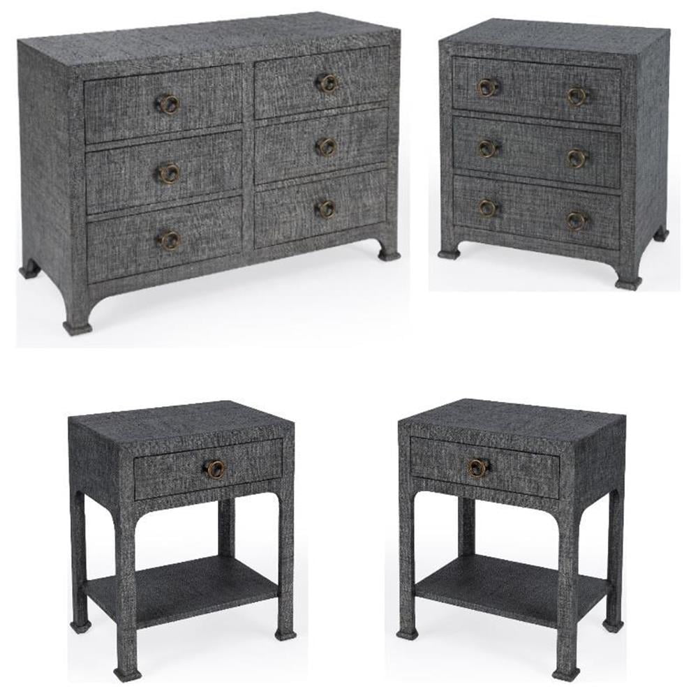 Home Square 4-Piece Upholstered Bedroom Set, Charcoal Gray - Walmart ...
