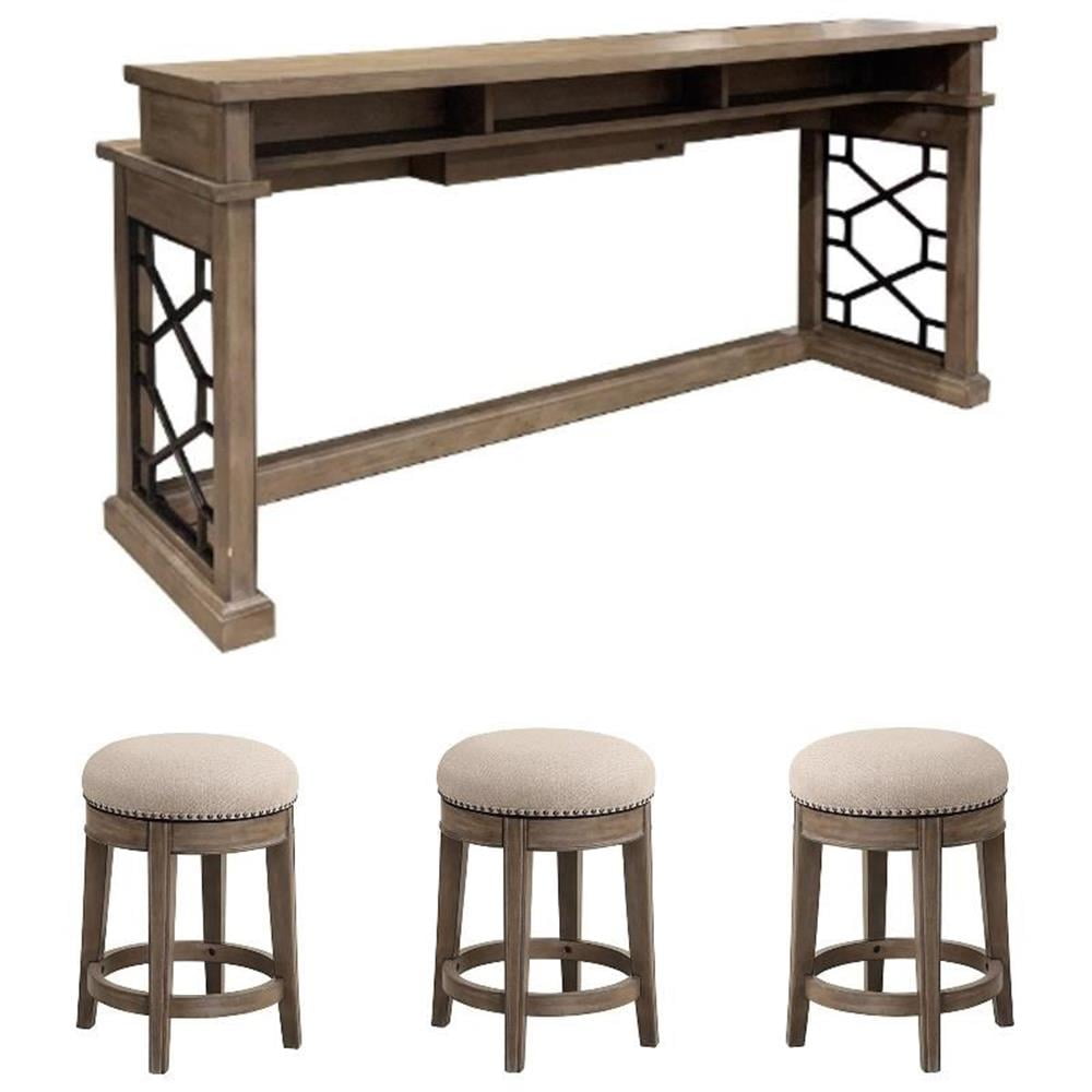 Home Square 4-Piece Set with Console Table and 3 Swivel Stools in Brown ...