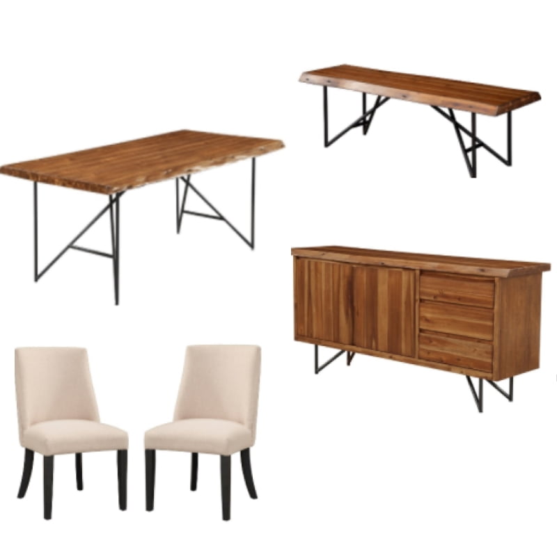 Home Square 4 Piece Set with Dining Table Parson Chairs Server and ...