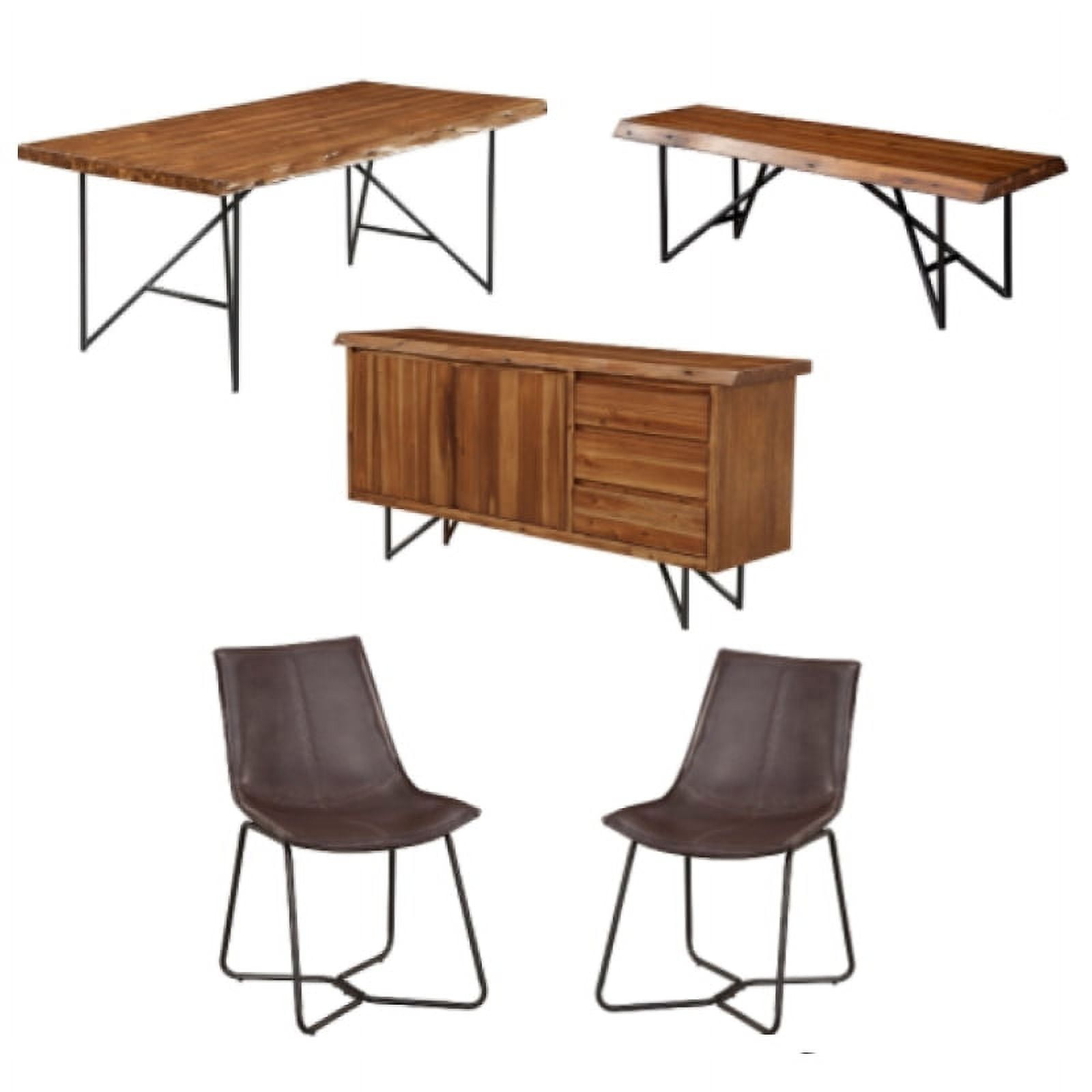 Home Square 4 Piece Set with Dining Table Side Chairs Server and Bench ...