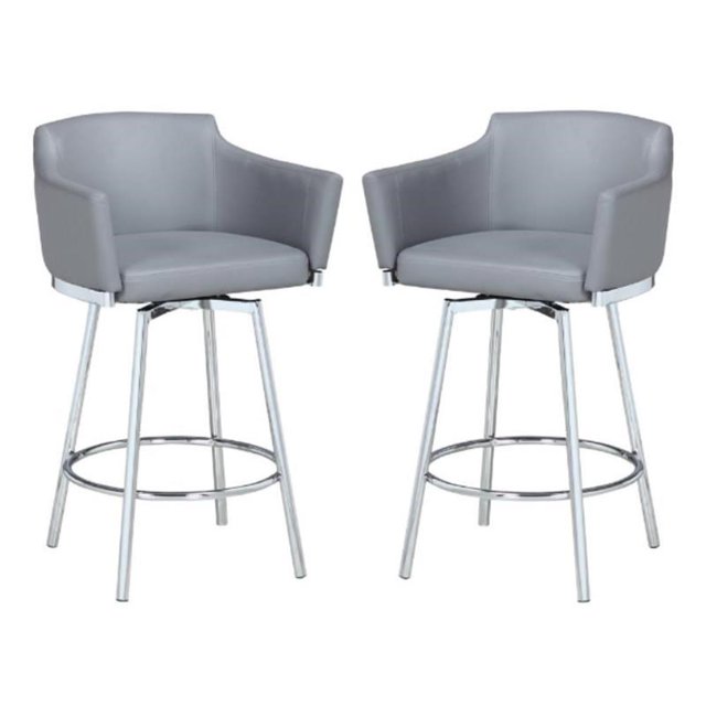 Home Square 40.4" Modern Club Bar Stool with Memory Swivel in Gray ...