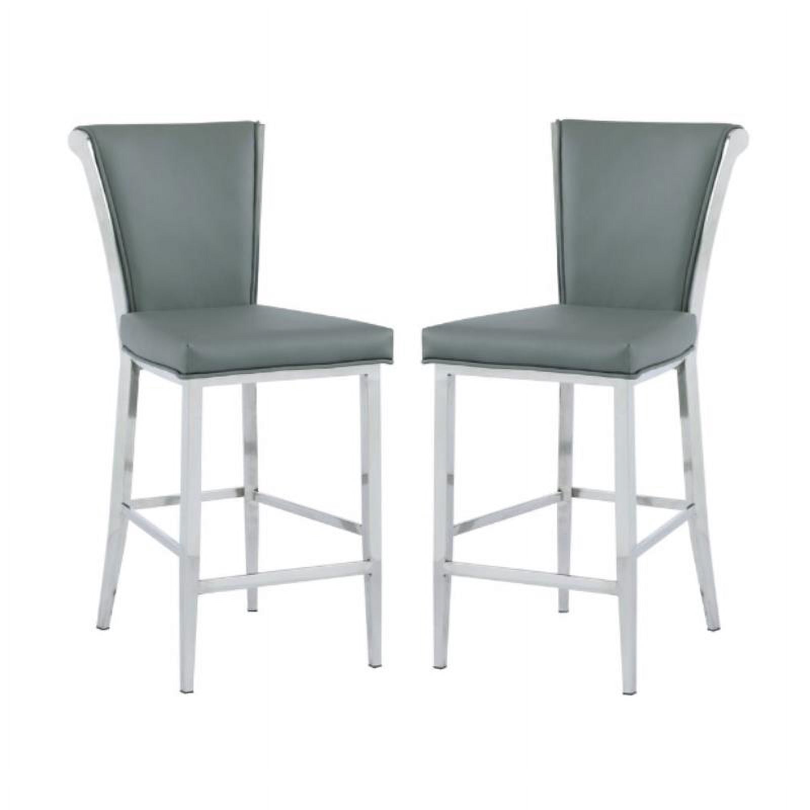 Home Square 40" Flare Back Contemporary Metal Counter Stool in Gray ...