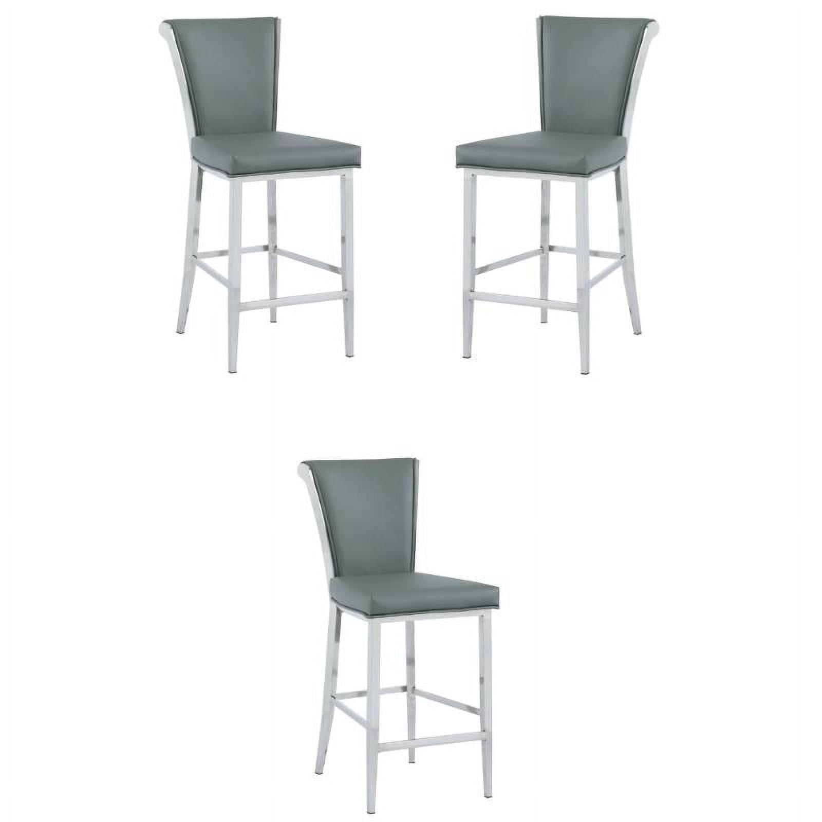 Home Square 40" Flare Back Contemporary Metal Counter Stool in Gray ...
