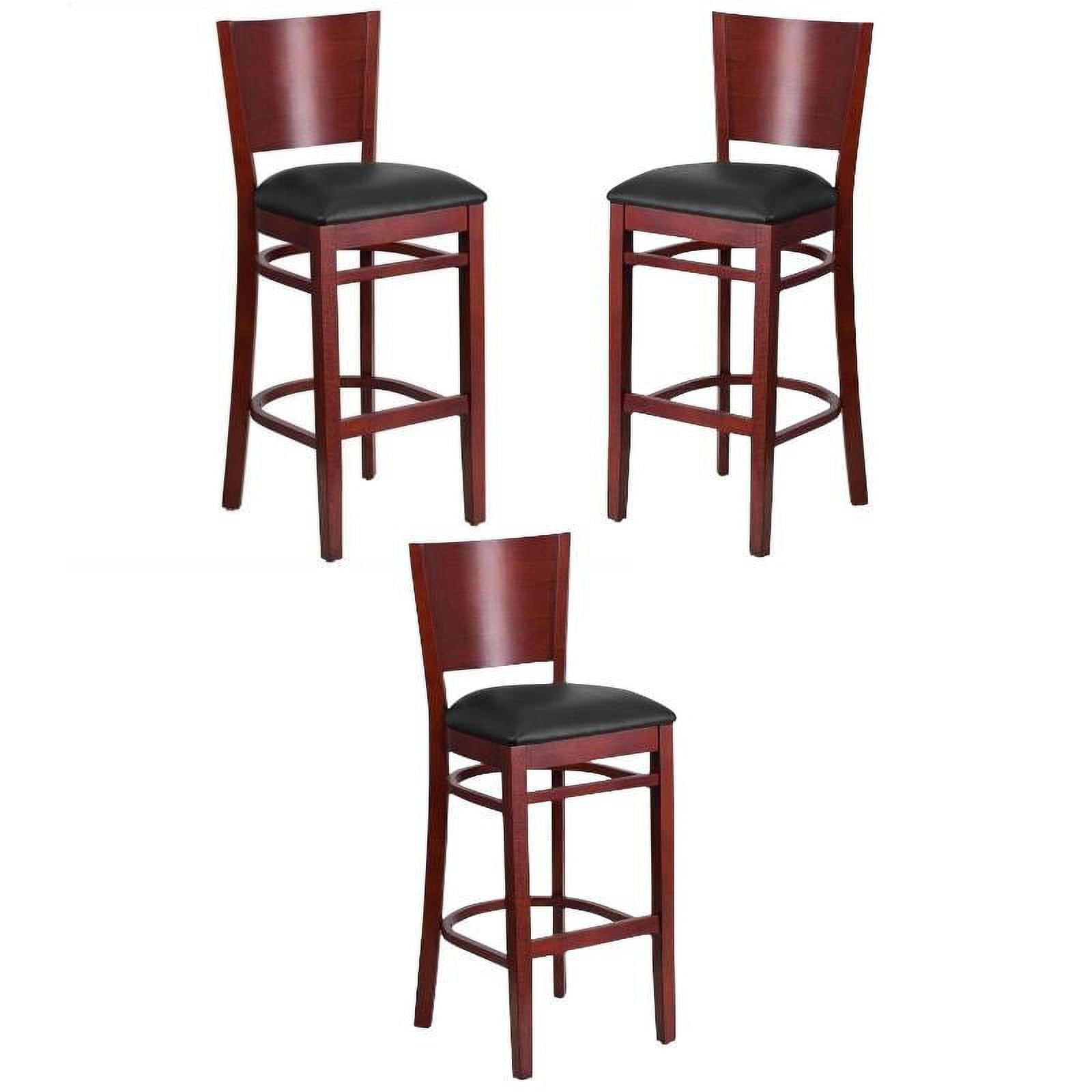 Home Square 43.5" Upholstered Restaurant Bar Stool in Black - Set of 3 ...