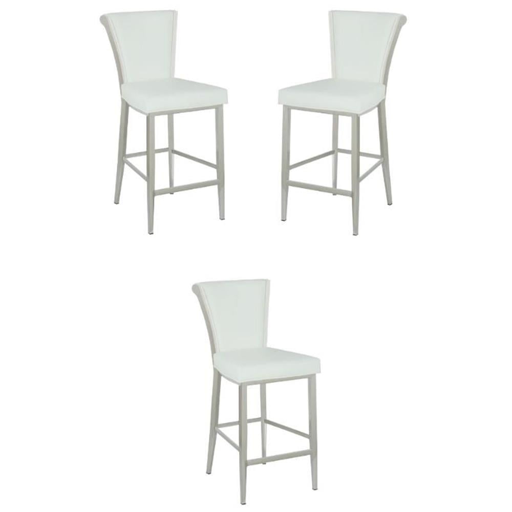 Home Square 44" Flare Back Contemporary Metal Bar Stool in White - Set ...