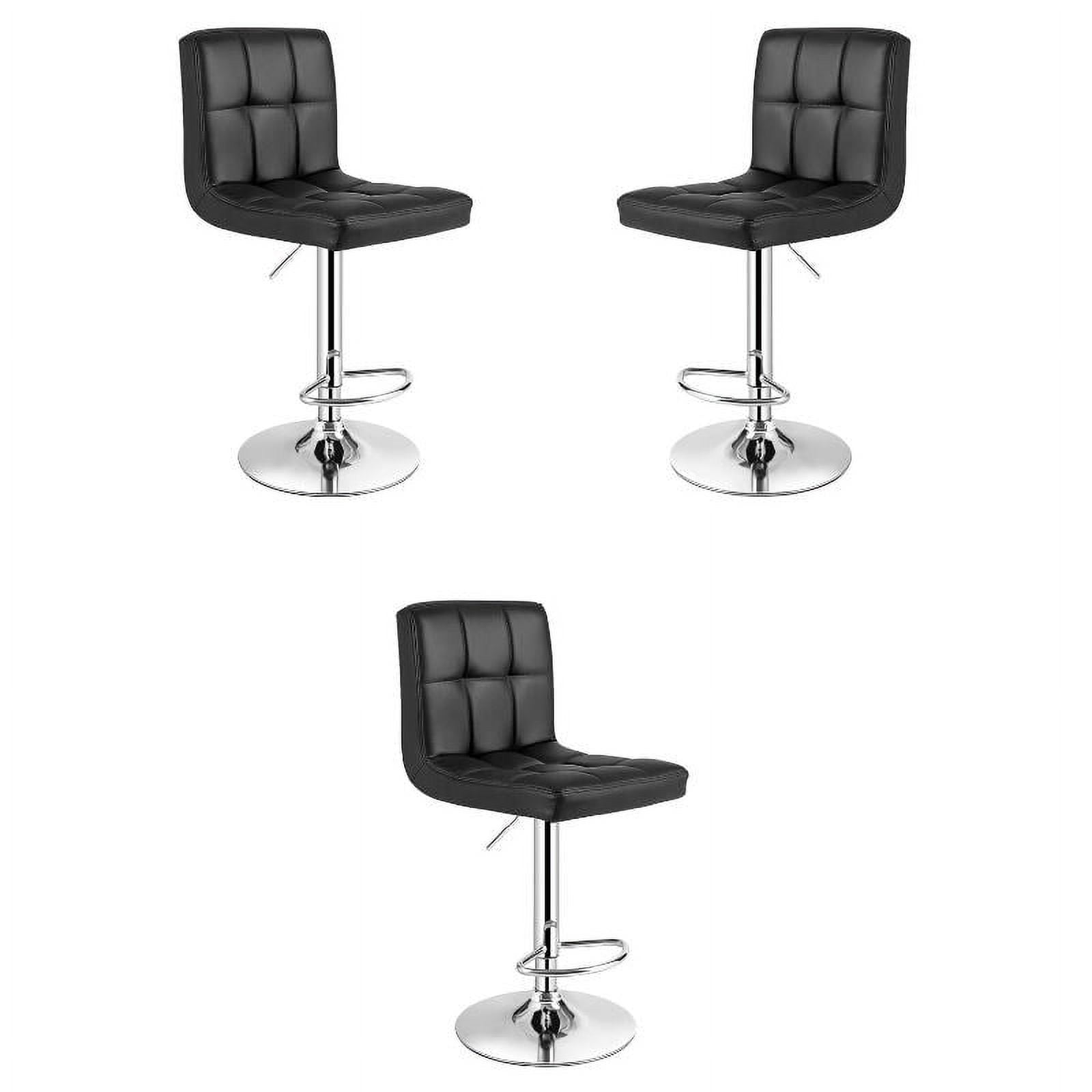 Home Square 46" PU Leather and Steel Armless Bar Stool in Black - Set ...