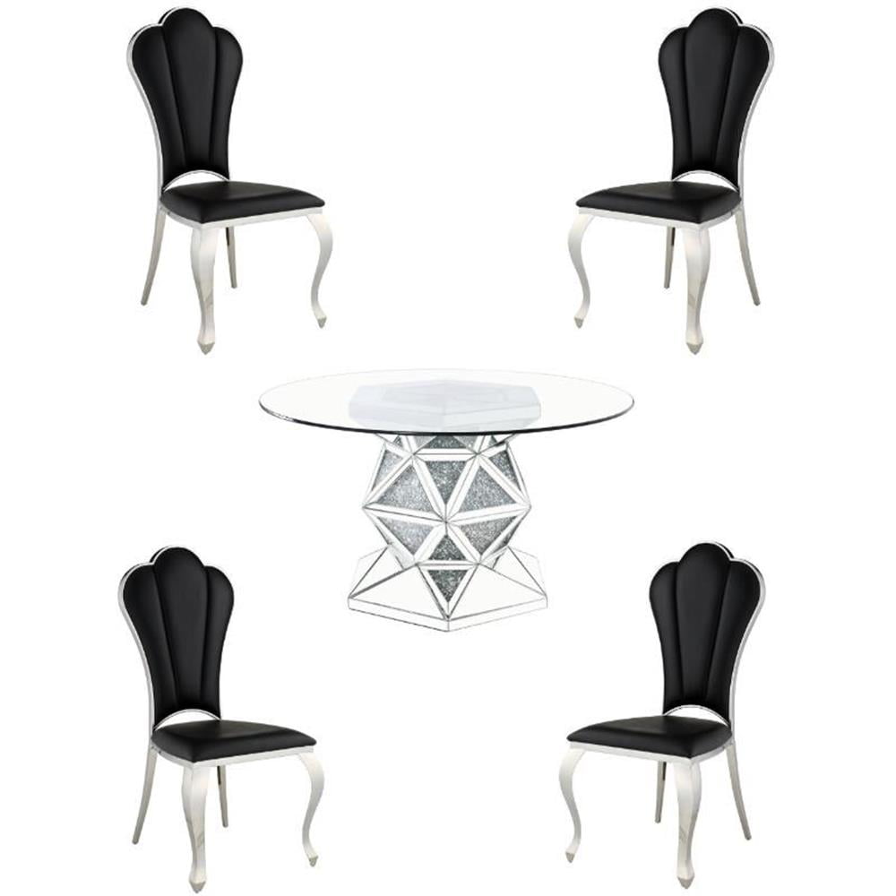 Home Square 5-Piece Set with Dining Table & 4 Side Chairs in Black ...
